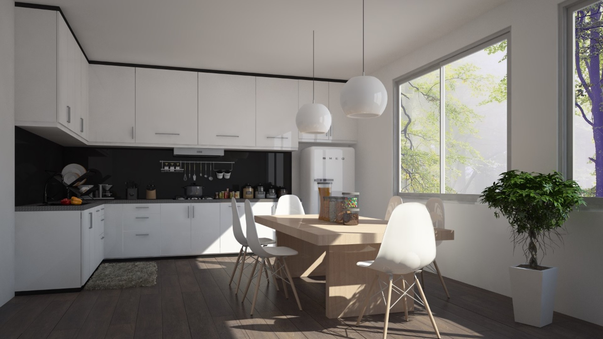 3D White Kitchen Model - TurboSquid 1194617
