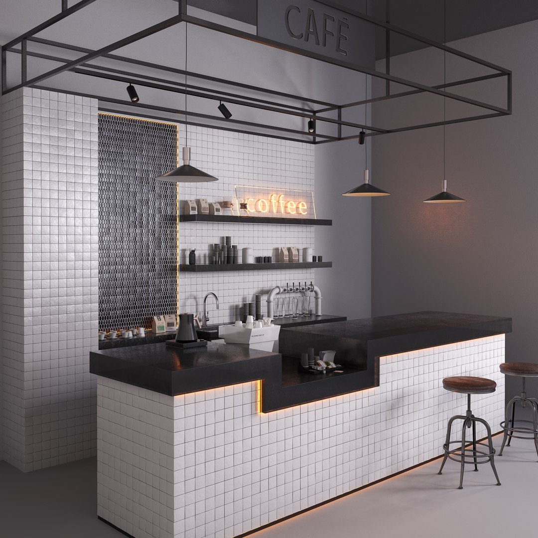 Coffee Shop Counter 3D Model - TurboSquid 2321574