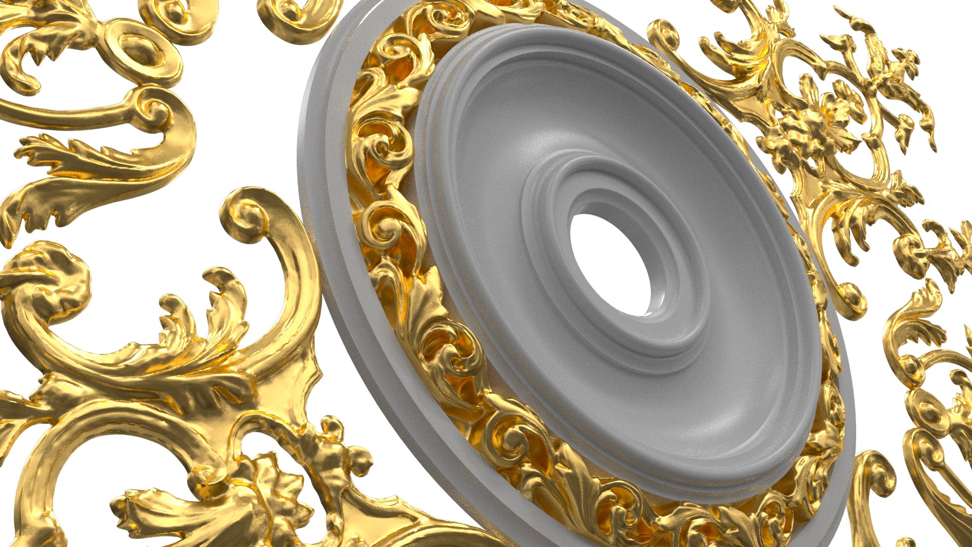 3D Ceiling Sockets Gypsum Plaster DR239 Model - TurboSquid 2142819