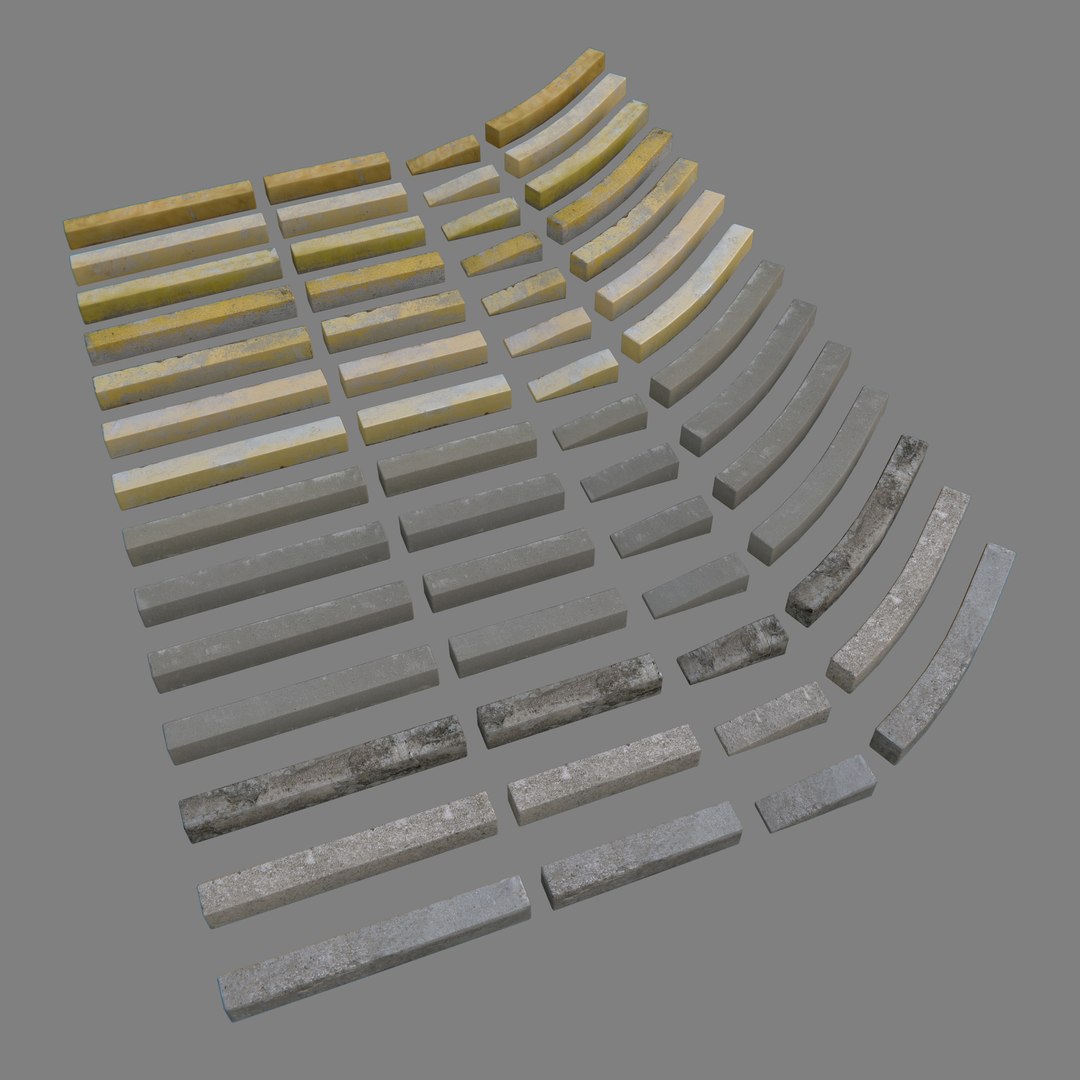 4 Sidewalk Curbs 13 3D Model - TurboSquid 1266749