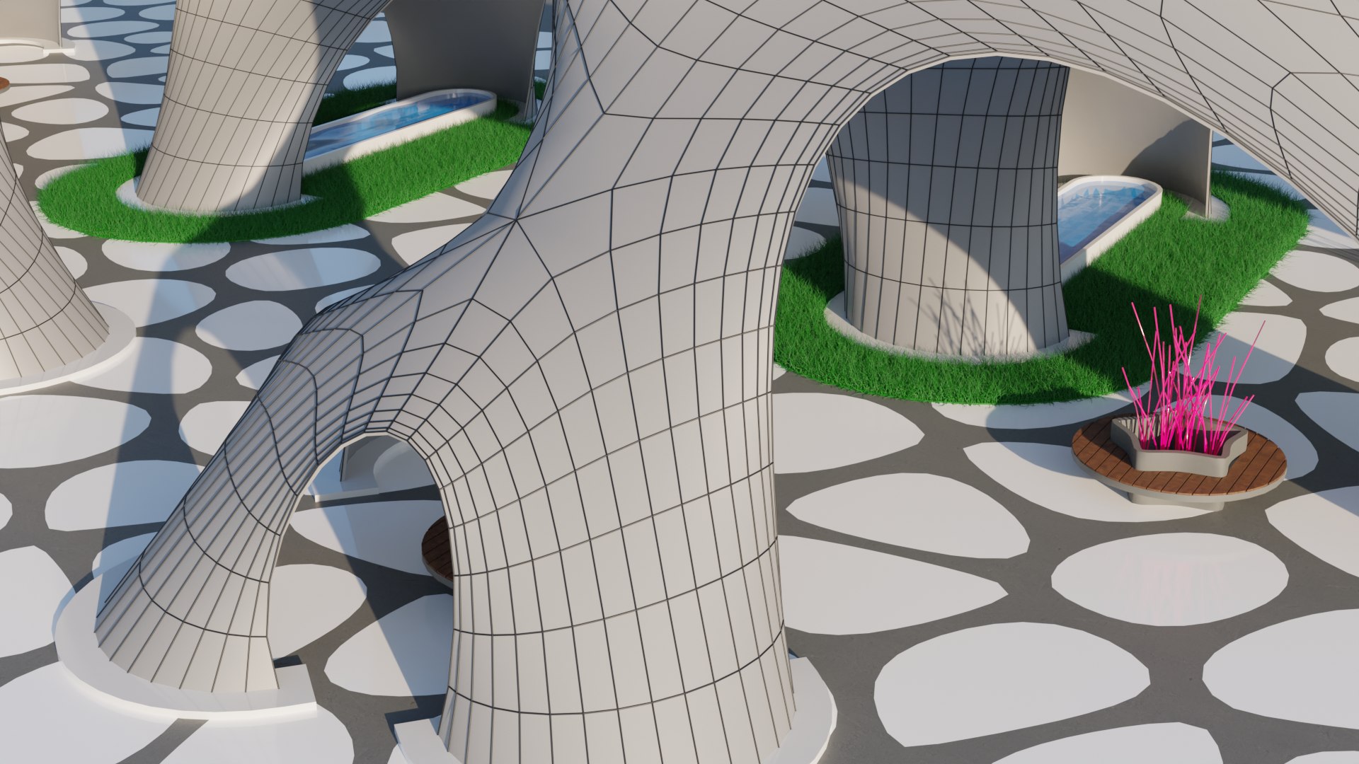 Vaulted arches landscape network 3D model - TurboSquid 2104382