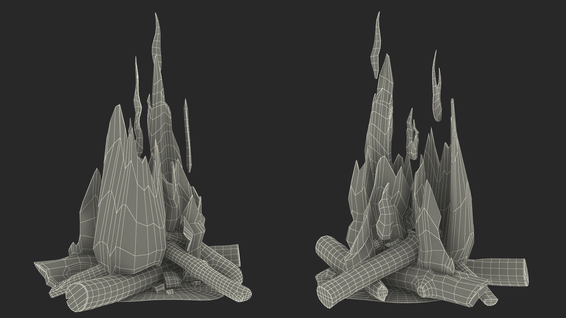 3D Bonfire Of Wooden Logs - TurboSquid 2264118