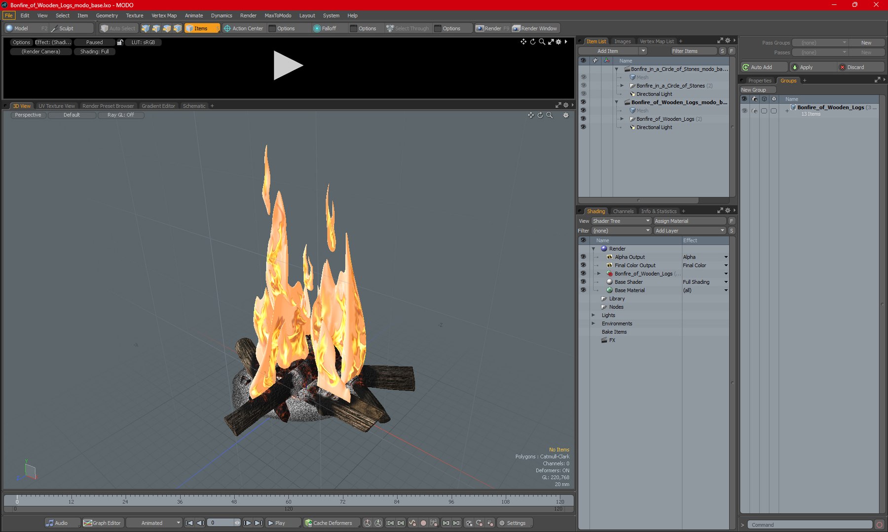 3D Bonfire Of Wooden Logs - TurboSquid 2264118