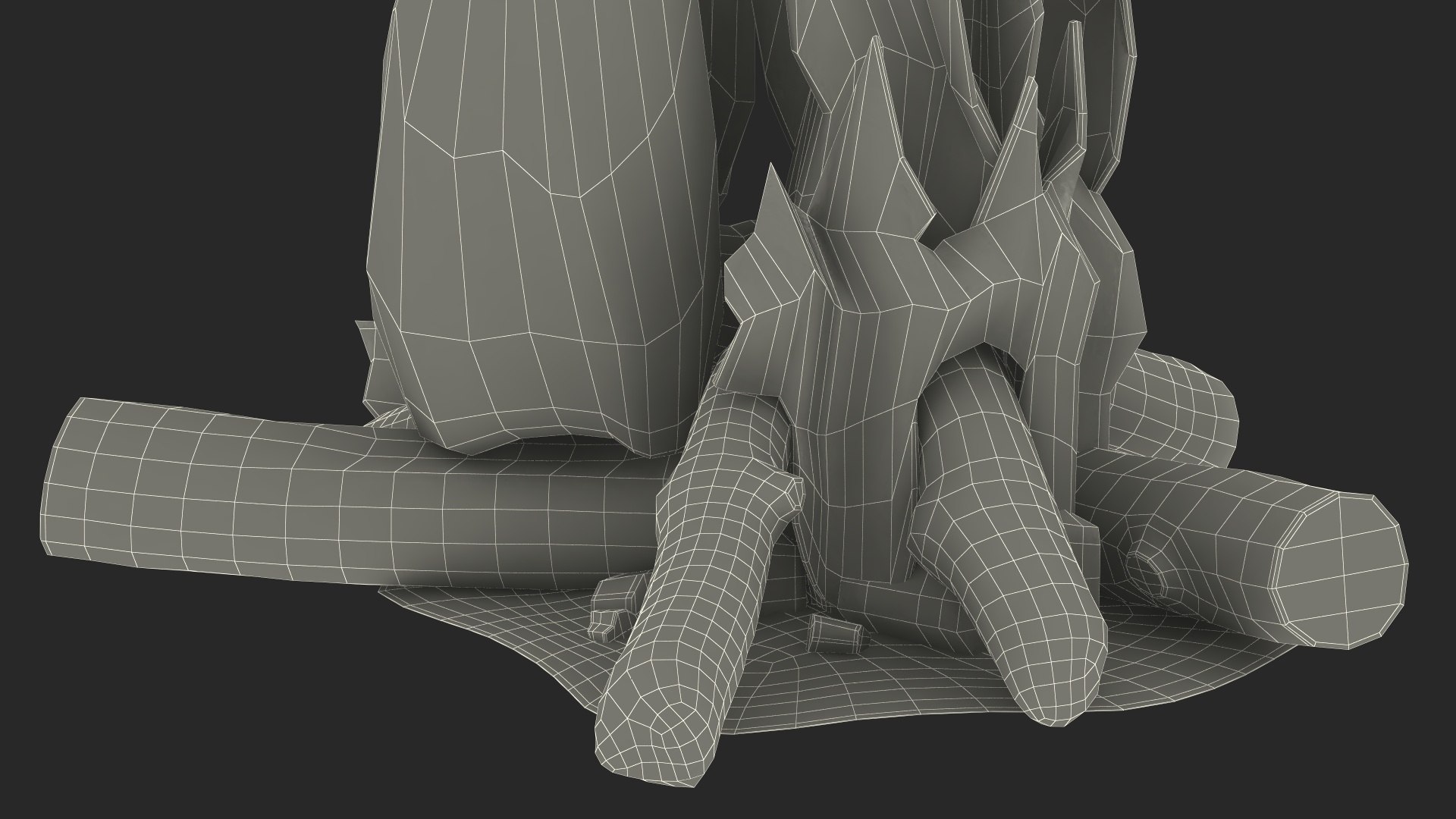 3D Bonfire Of Wooden Logs - TurboSquid 2264118