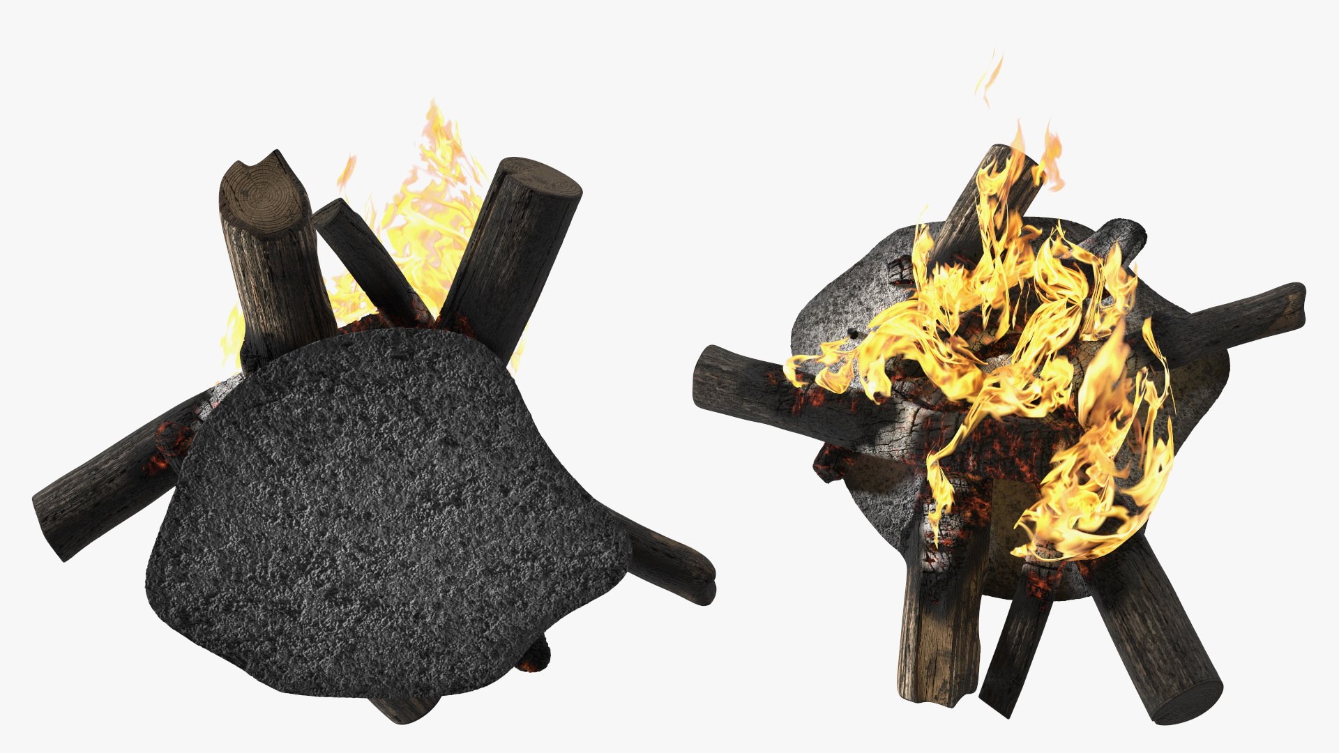 3D Bonfire Of Wooden Logs - TurboSquid 2264118