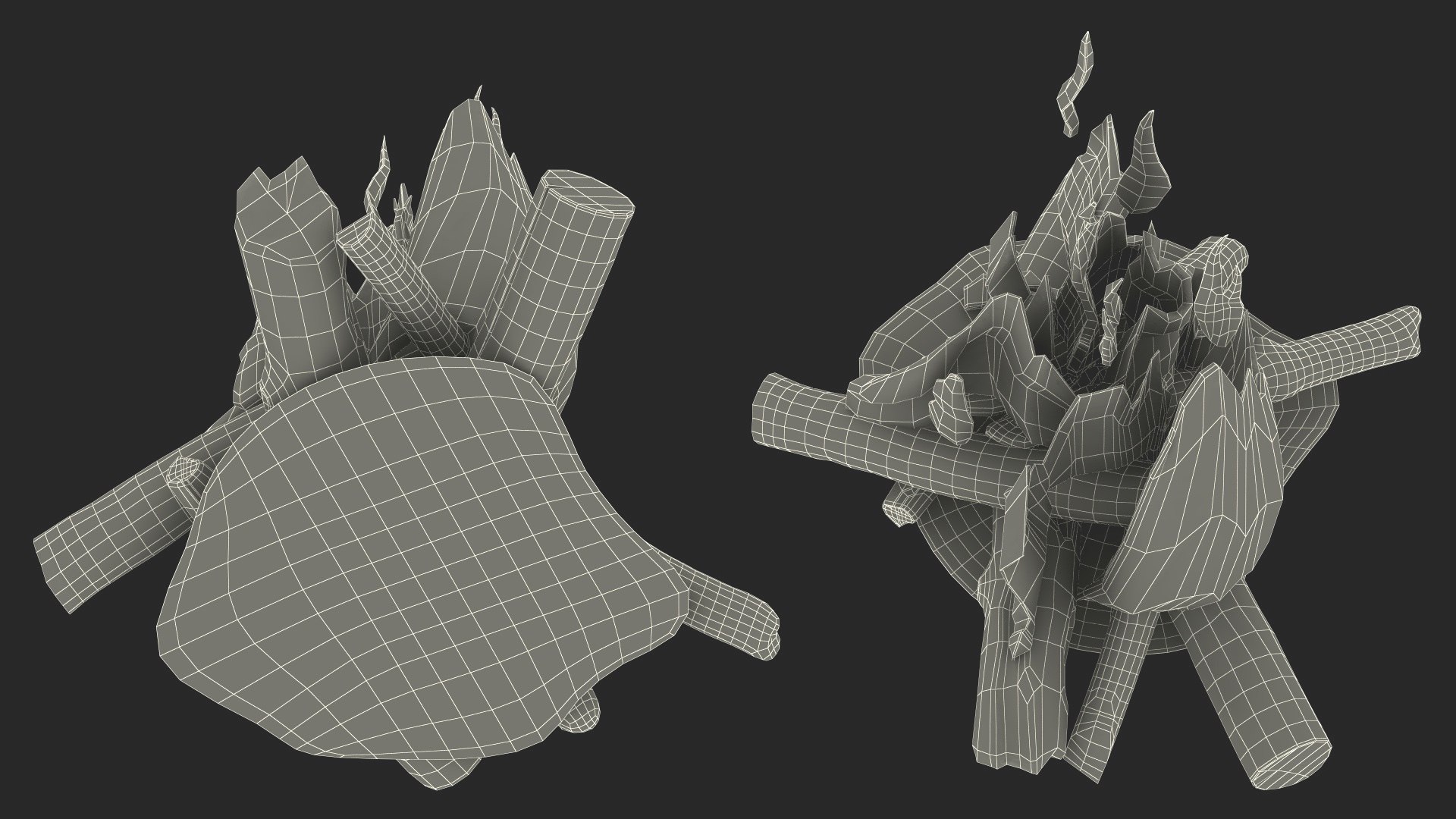 3D Bonfire Of Wooden Logs - TurboSquid 2264118