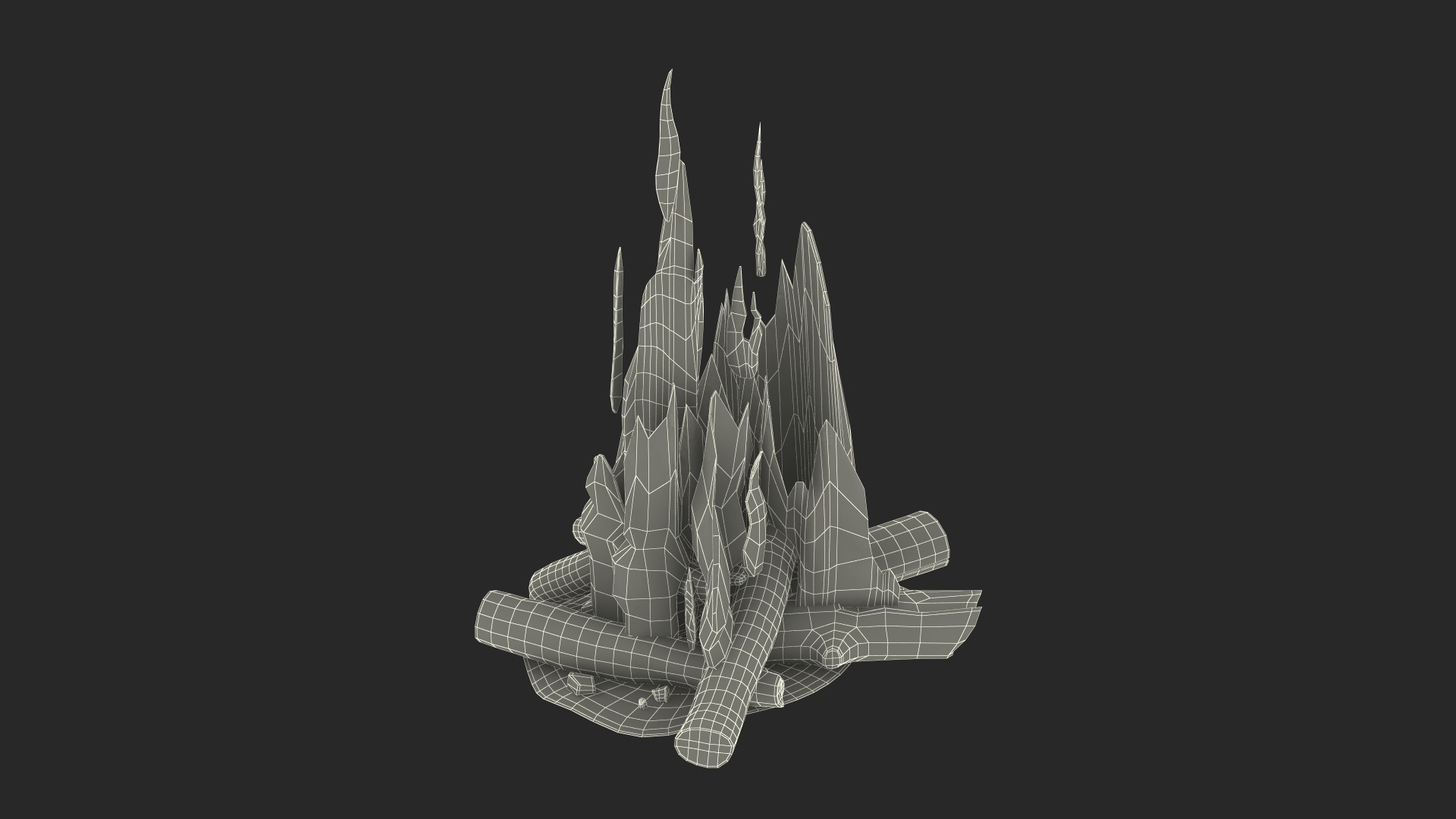 3D Bonfire Of Wooden Logs - TurboSquid 2264118