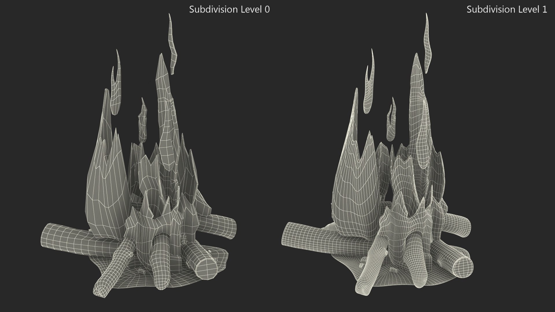 3D Bonfire Of Wooden Logs - TurboSquid 2264118