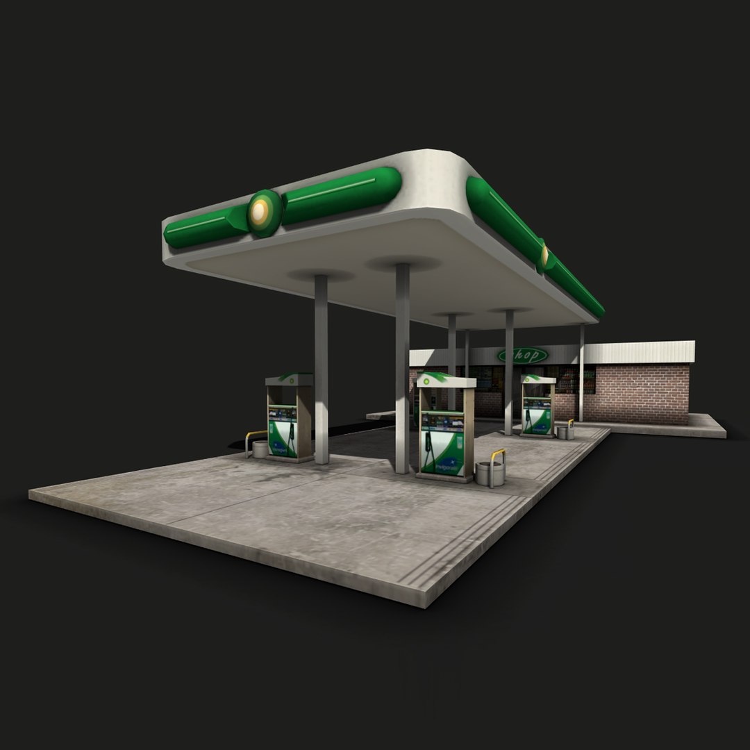 Free Gas Station 3d Model