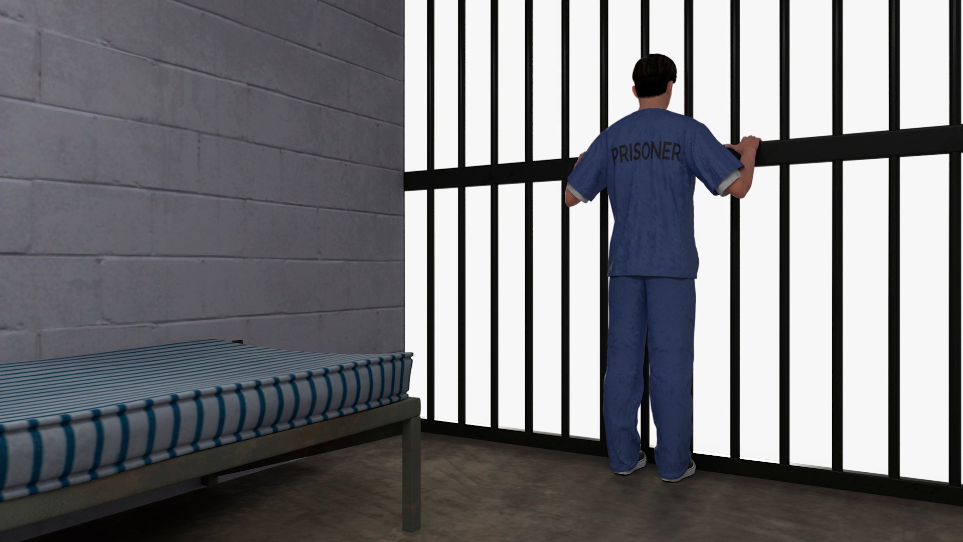 Asian Prisoner In Jail Cell 3D - TurboSquid 2372377