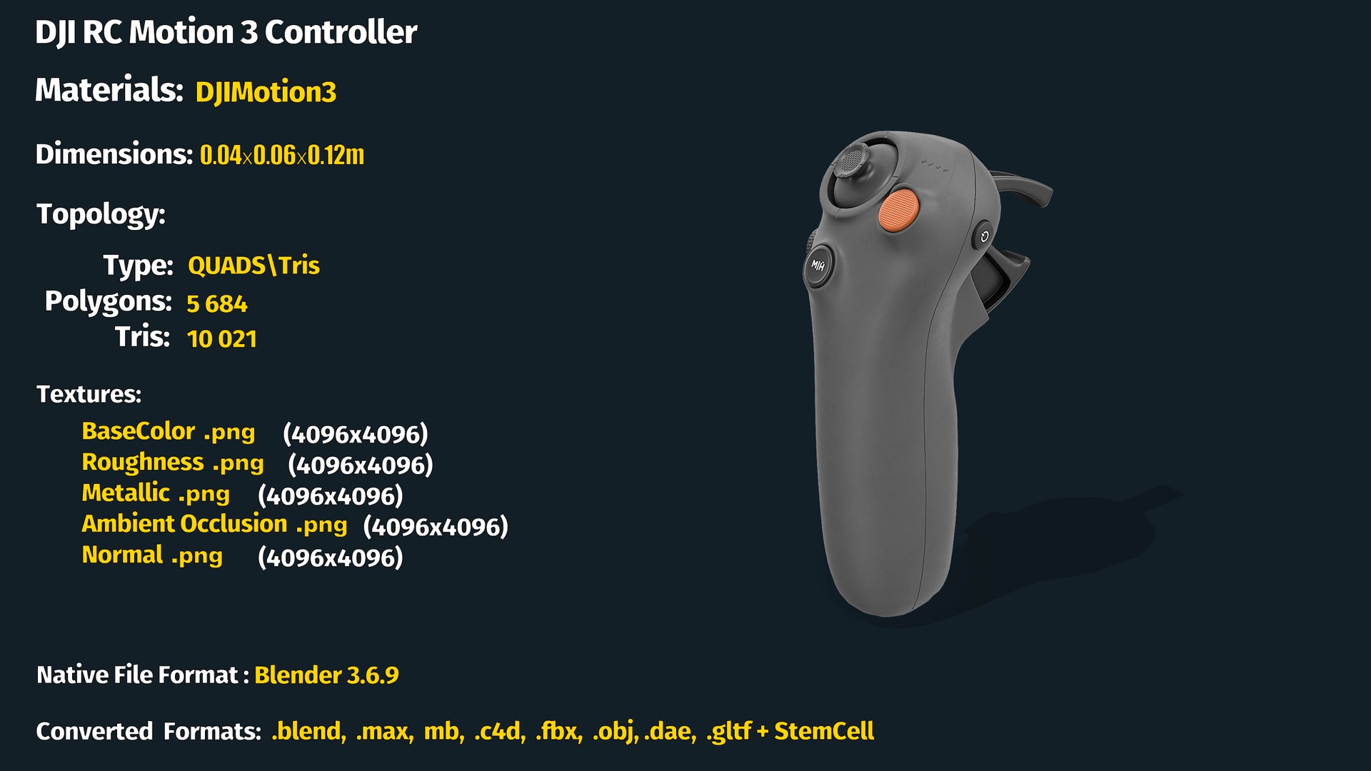 3D DJI RC Motion 3 Controller - TurboSquid 2230803