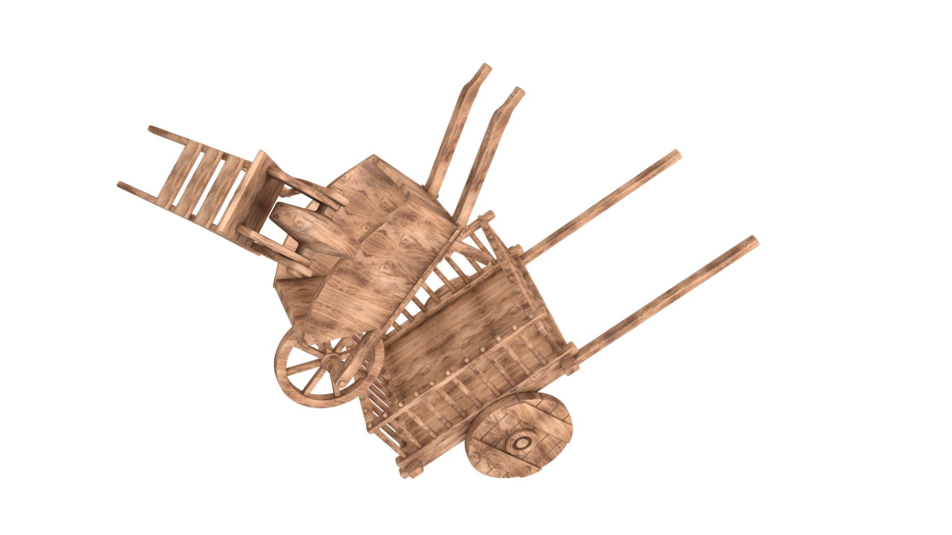 3D Medieval Wagon Hand Cart - TurboSquid 2122124