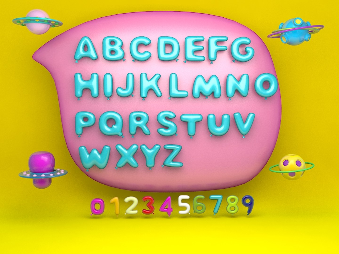3D Cartoon Characters Numbers Font - TurboSquid 1413130