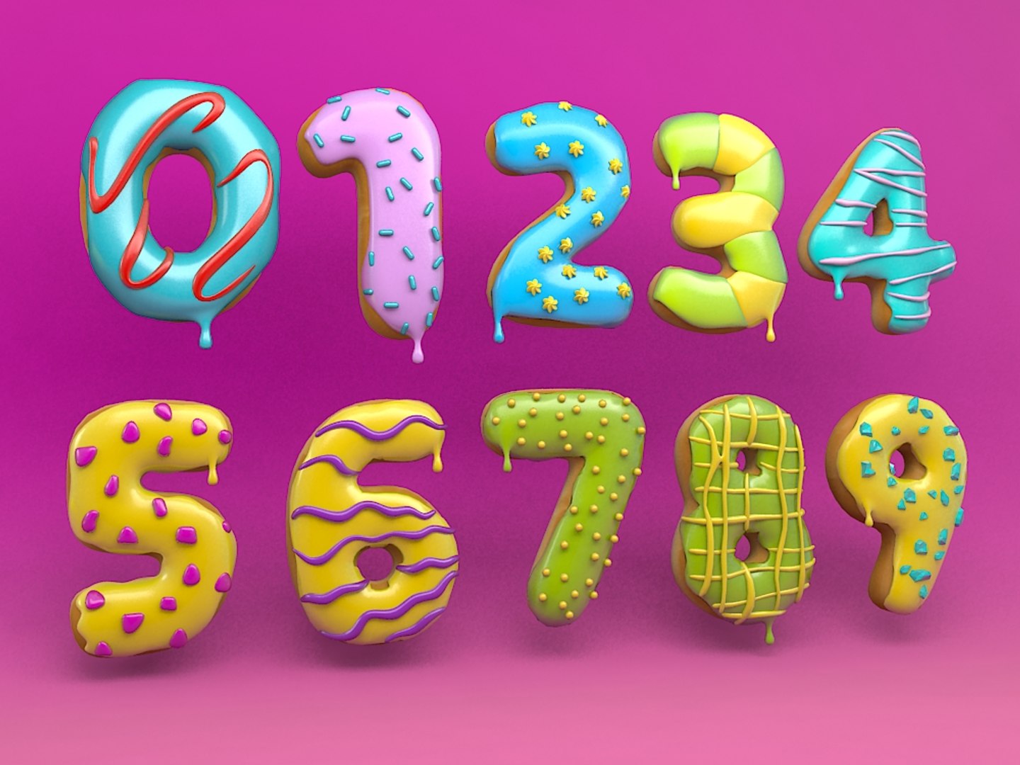 3D Cartoon Characters Numbers Font - TurboSquid 1413130