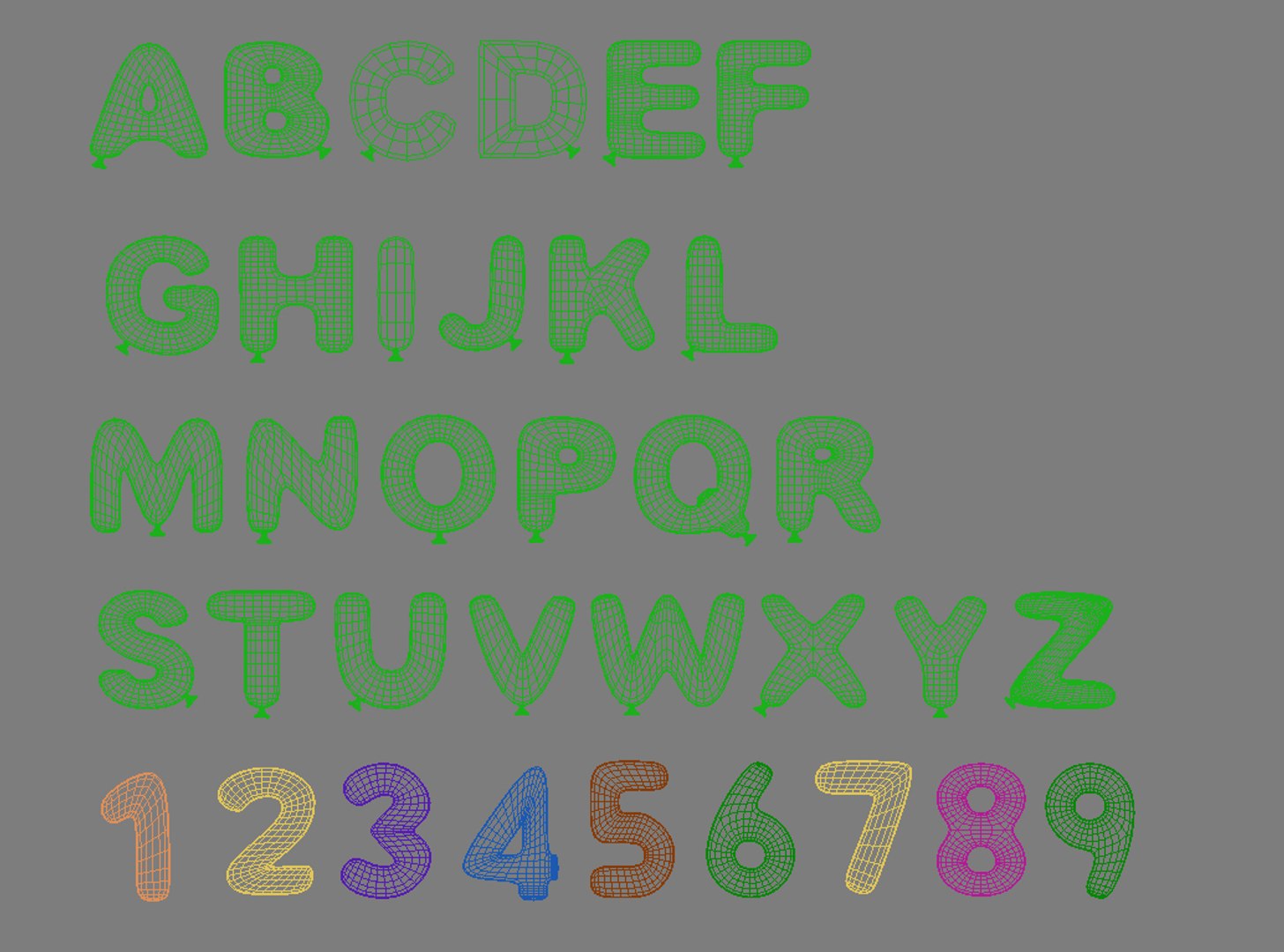 3D Cartoon Characters Numbers Font - TurboSquid 1413130