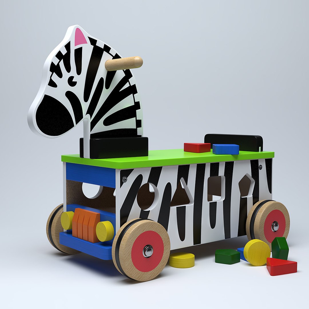 3d Model Wooden Ride-on Zebra Toy