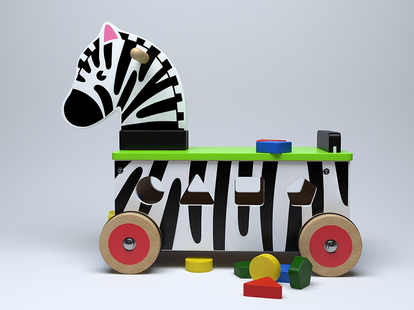 3d Model Wooden Ride-on Zebra Toy