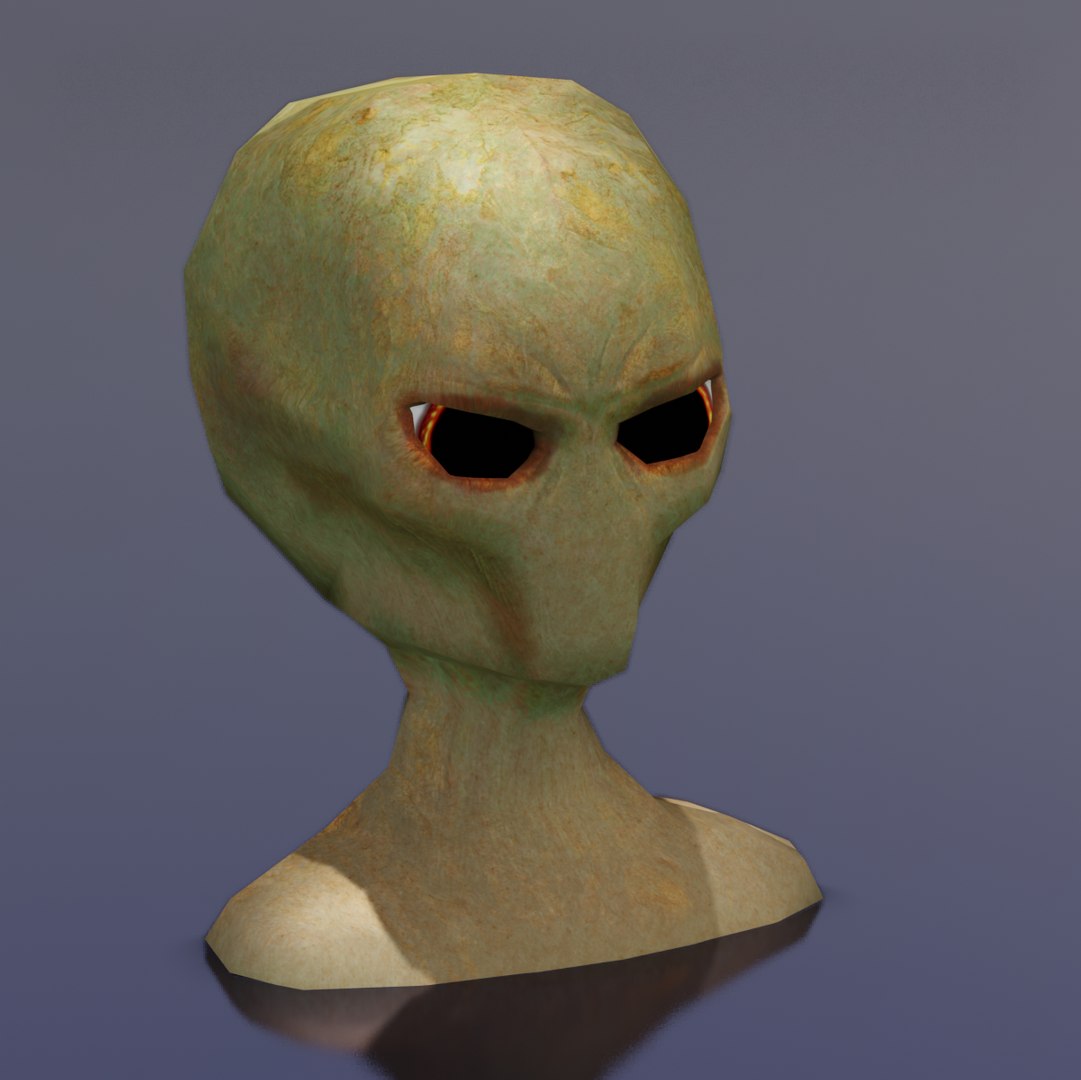 3D модель Rigged alien head low poly game ready - TurboSquid 2028048