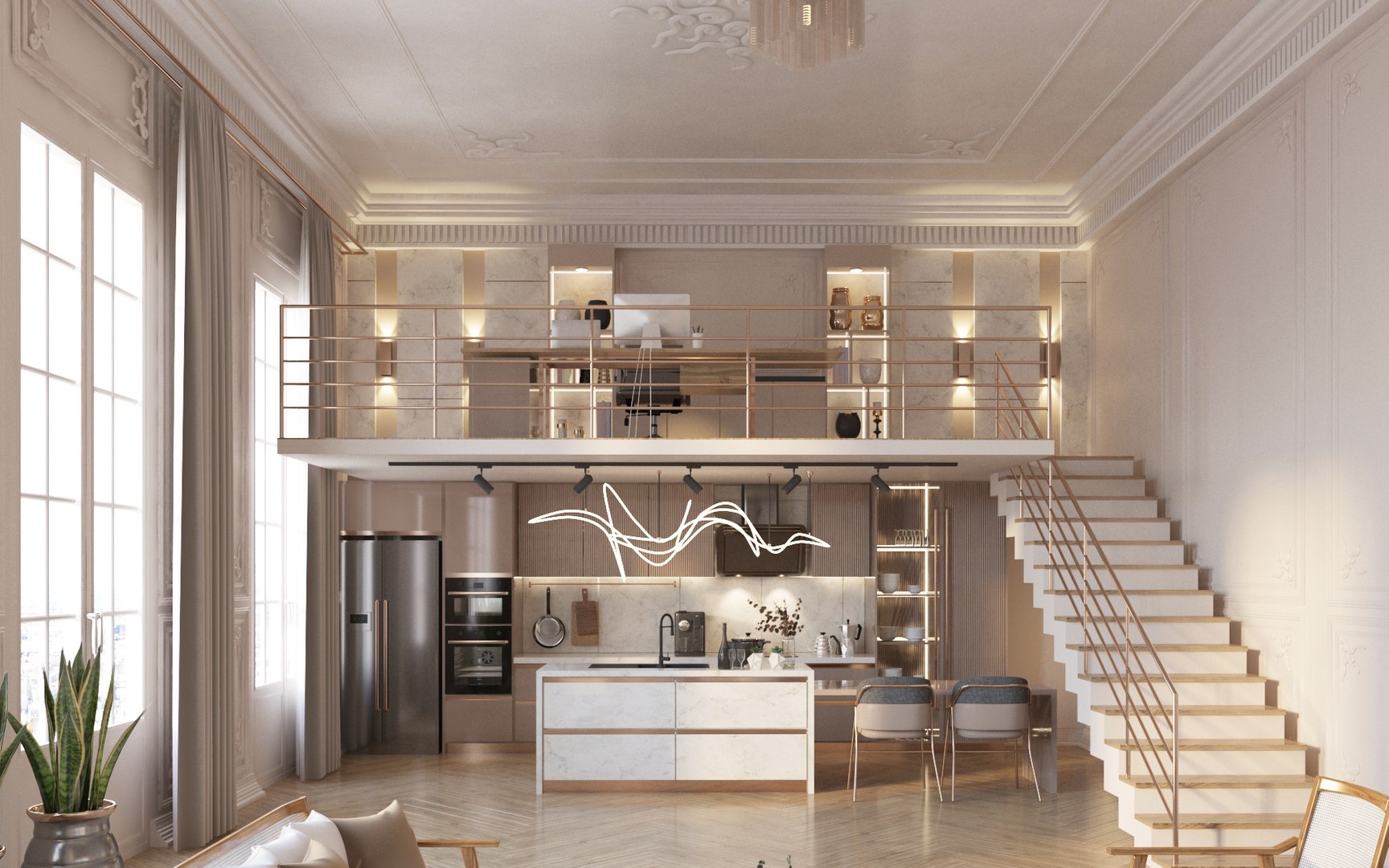 Parisian Studio House Interior 3D model - TurboSquid 1994041