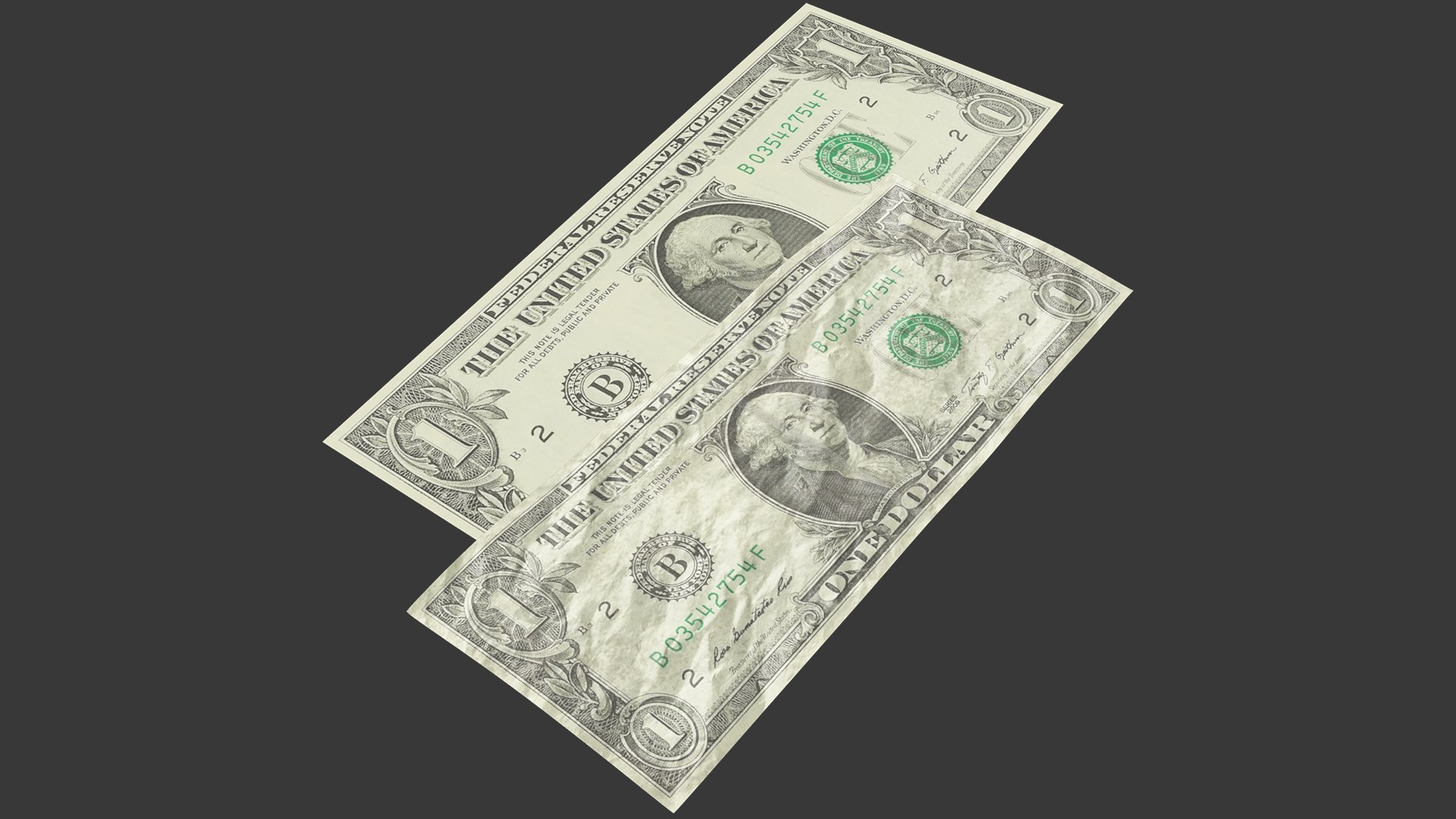 1 Dollar Bill 3D Model - TurboSquid 1592800