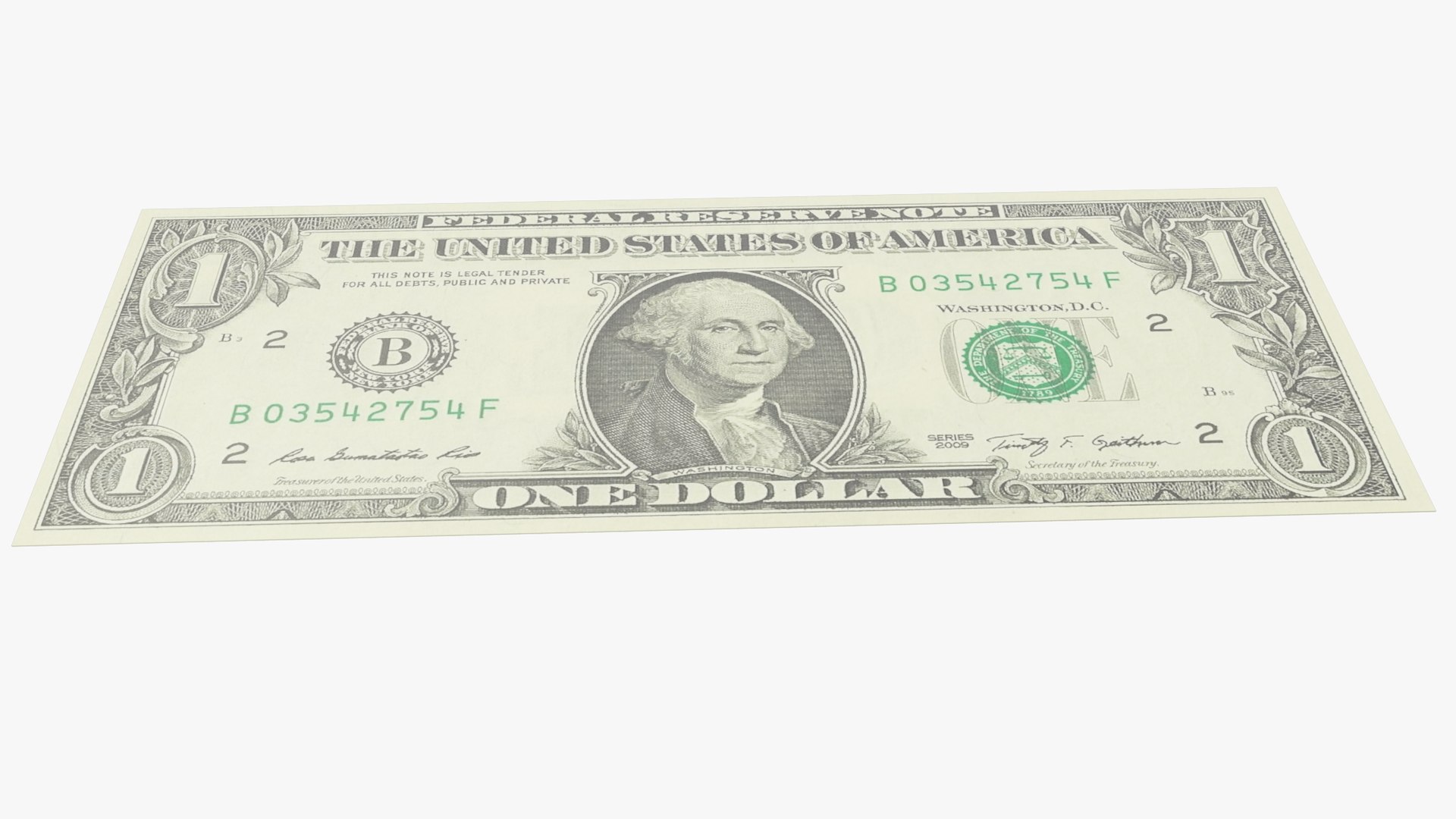 1 Dollar Bill 3D Model - TurboSquid 1592800