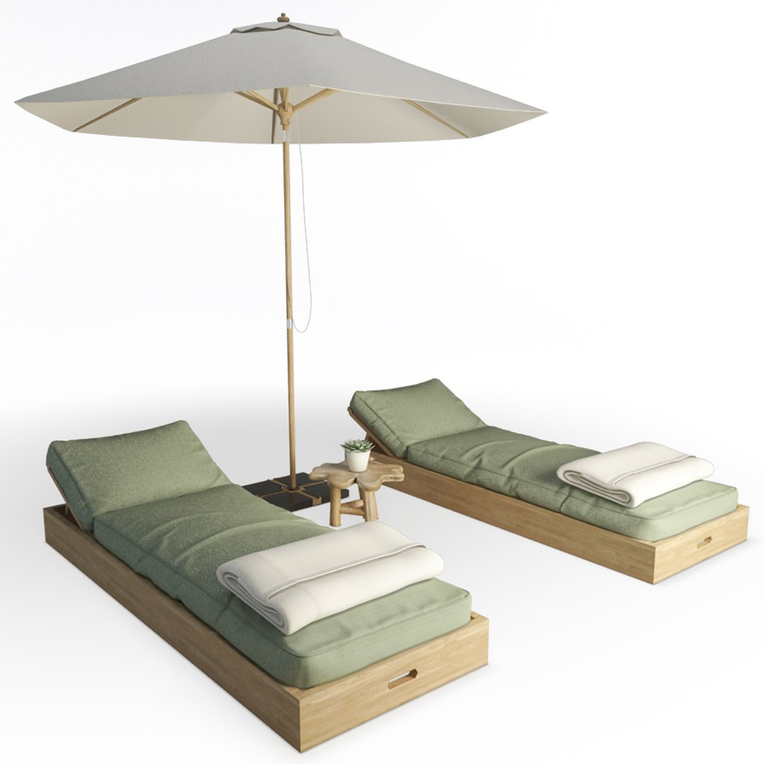 Wooden Sunbeds Set AtelierS 3D Model - TurboSquid 1788386