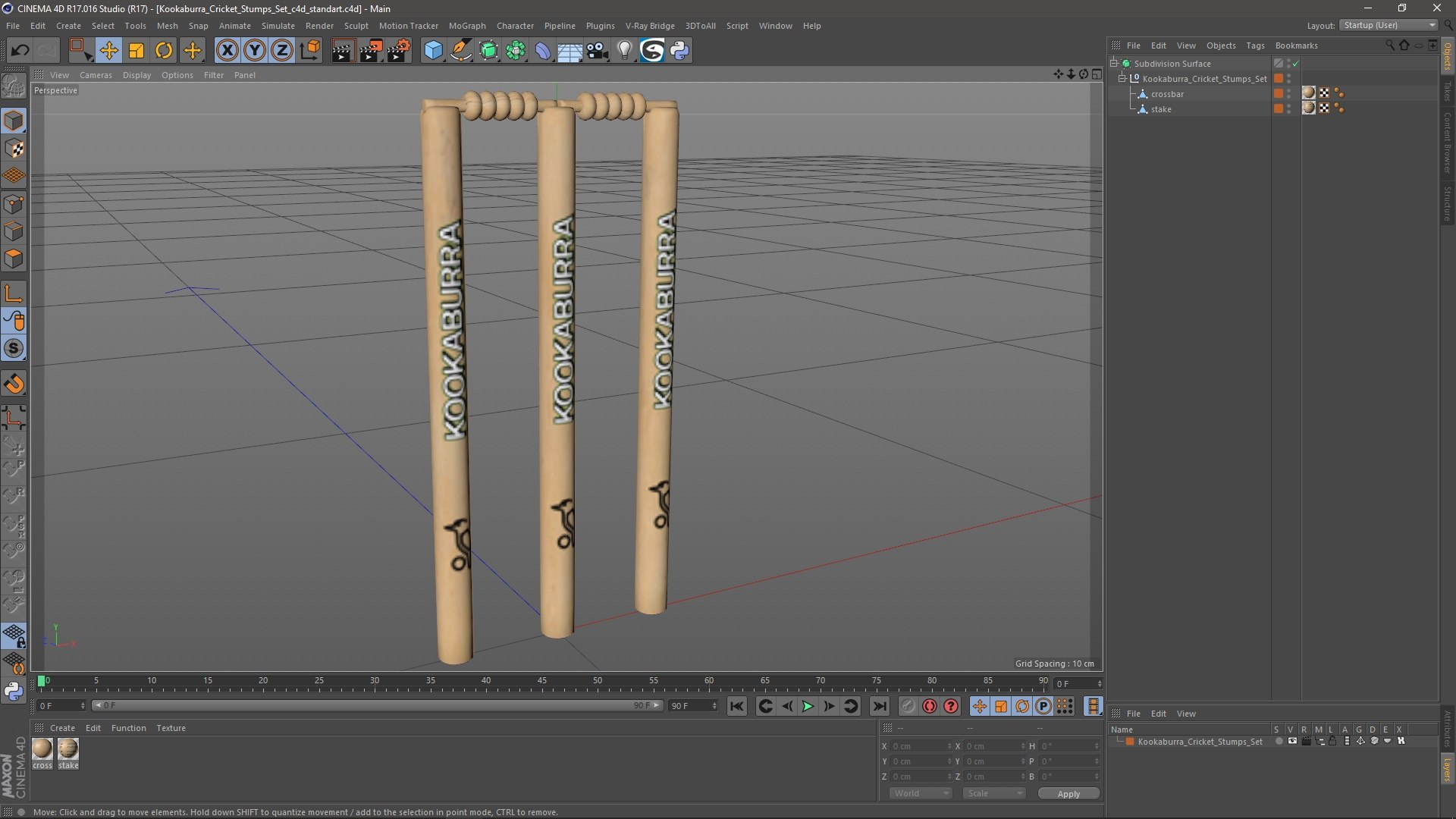 3D Kookaburra Cricket Stumps Set - TurboSquid 2202043