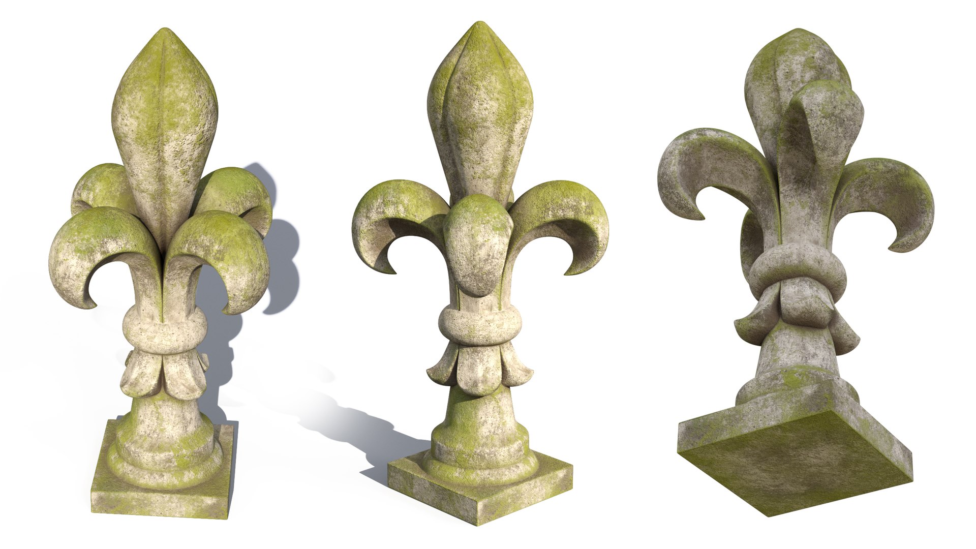 Fleur De Lis Finial Mossy Stone 3D Model - TurboSquid 2250323