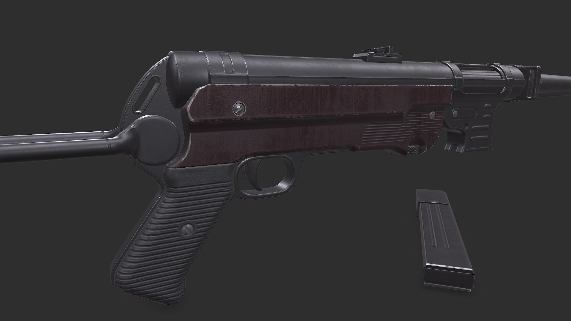 Free 3D MP 40 Submachine Gun Low-poly PBR - TurboSquid 2146744