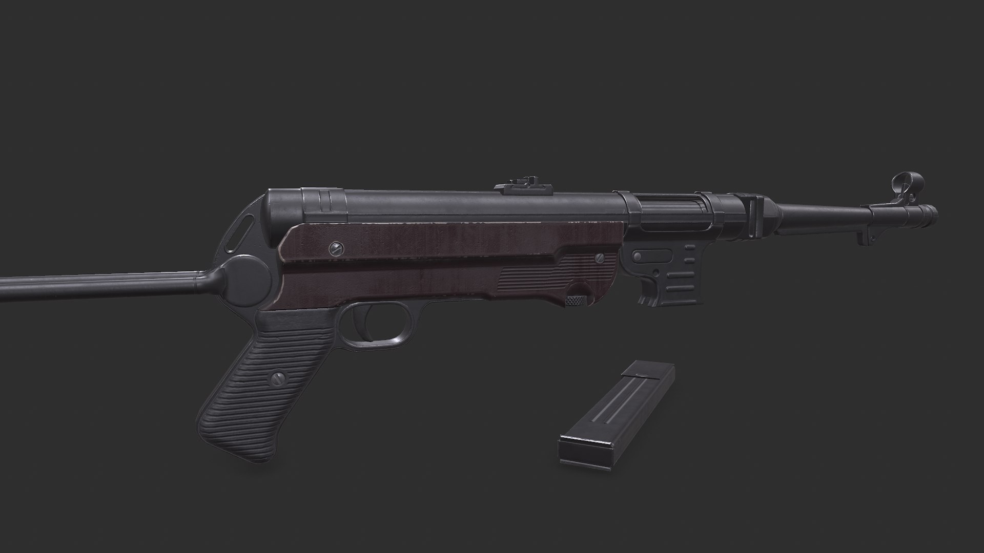 Free 3D MP 40 Submachine Gun Low-poly PBR - TurboSquid 2146744