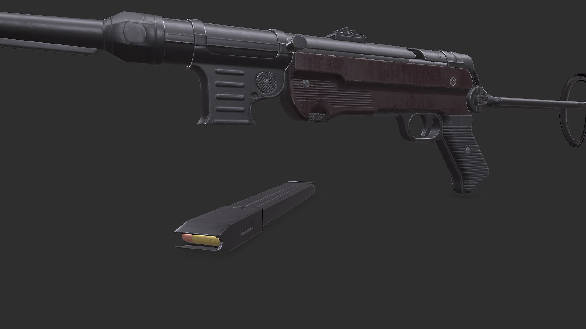 Free 3D MP 40 Submachine Gun Low-poly PBR - TurboSquid 2146744