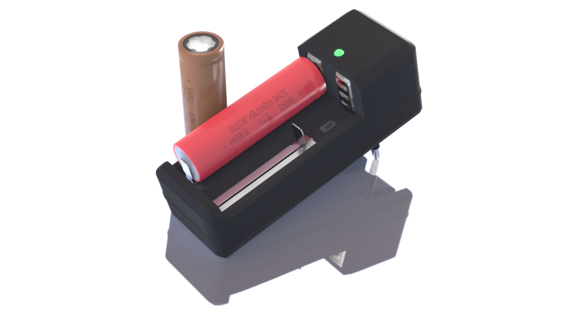3d Lithium Ion 18650 Batteries And Charger Turbosquid 2023599