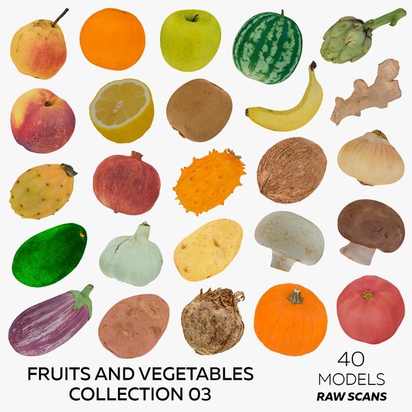 Fruits and Vegetables Collection 03 - 40 models RAW Scans 3D model ...