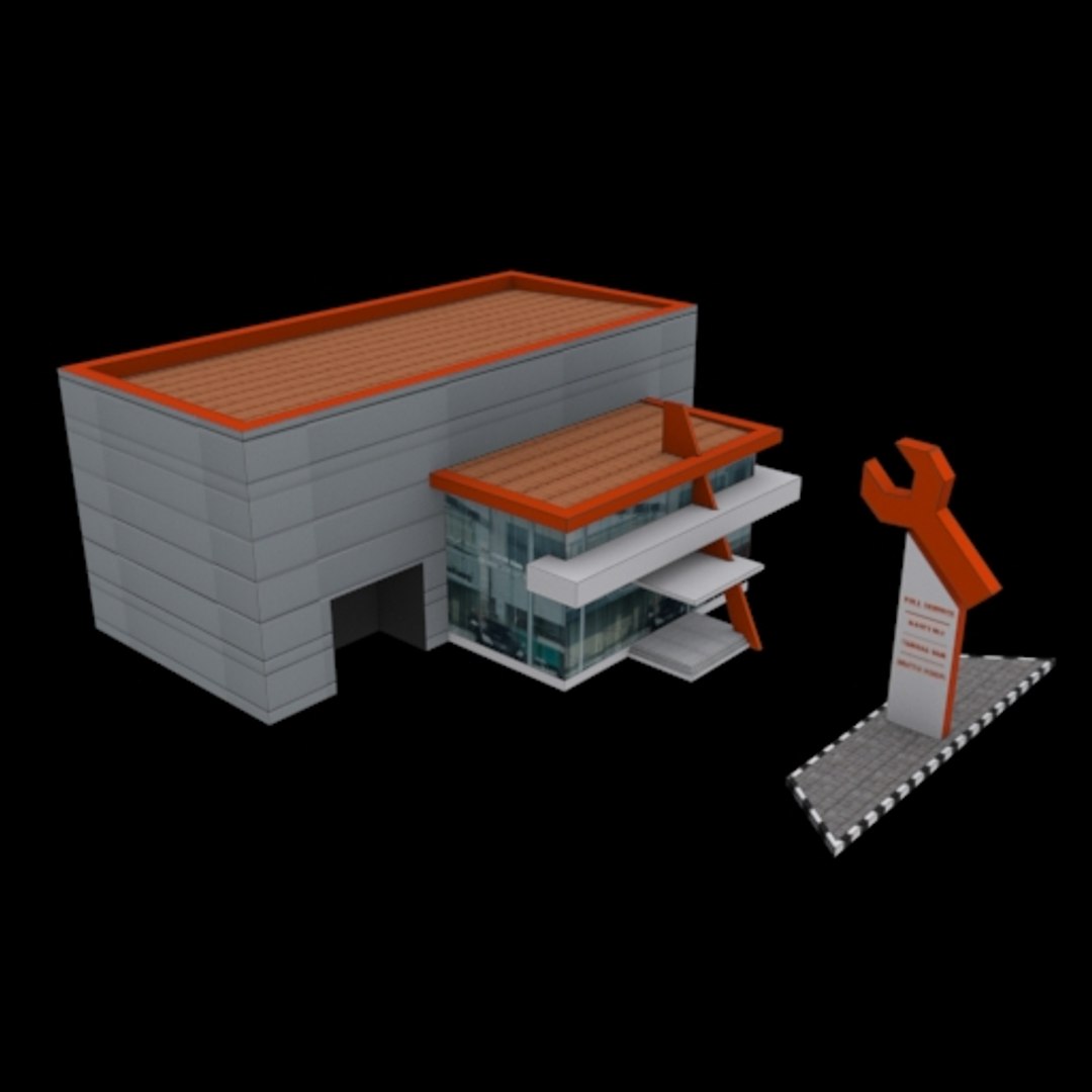 Car Service Center Building 3D - TurboSquid 1462260