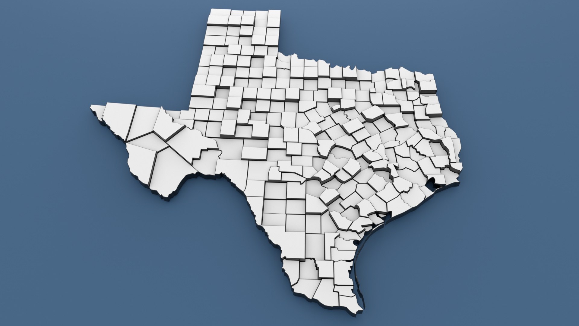 3D Model Texas Counties - Map Of United States Of America USA ...
