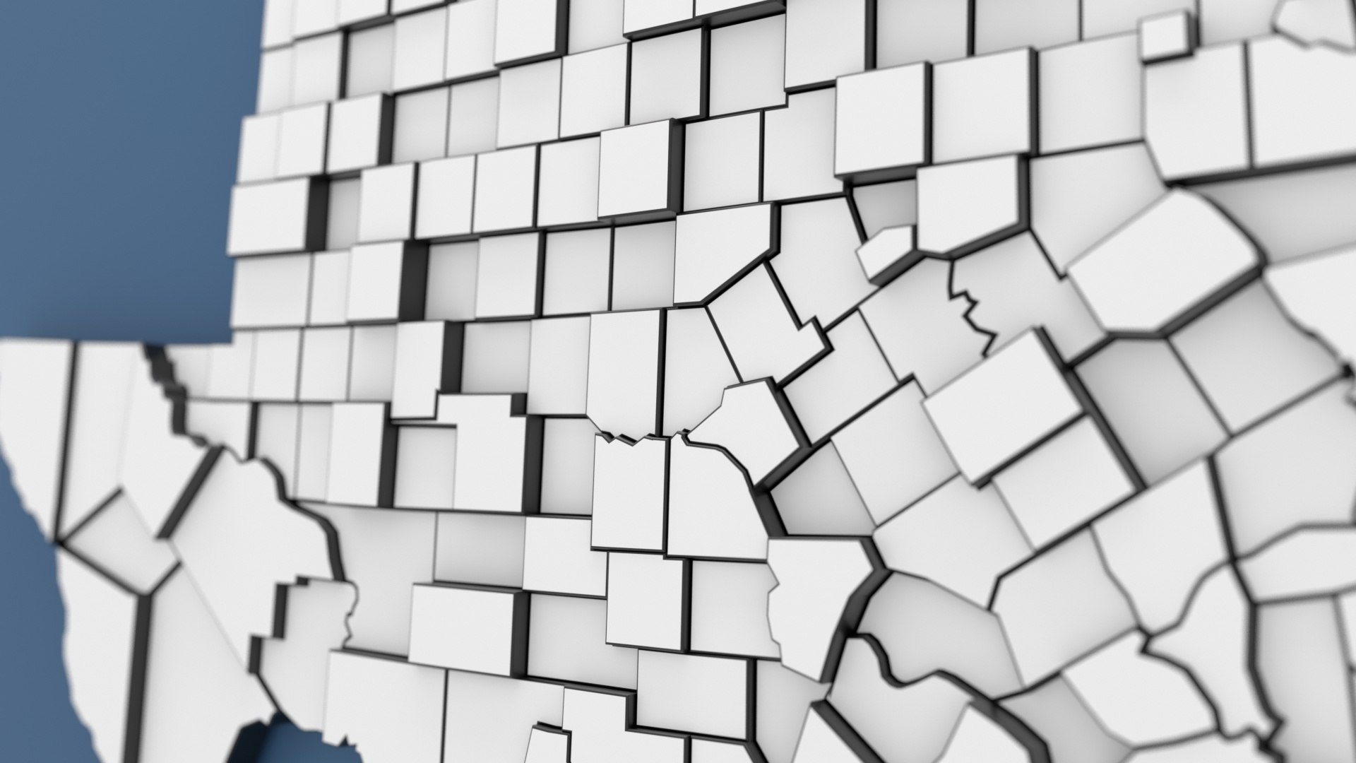 3D Model Texas Counties - Map Of United States Of America USA ...