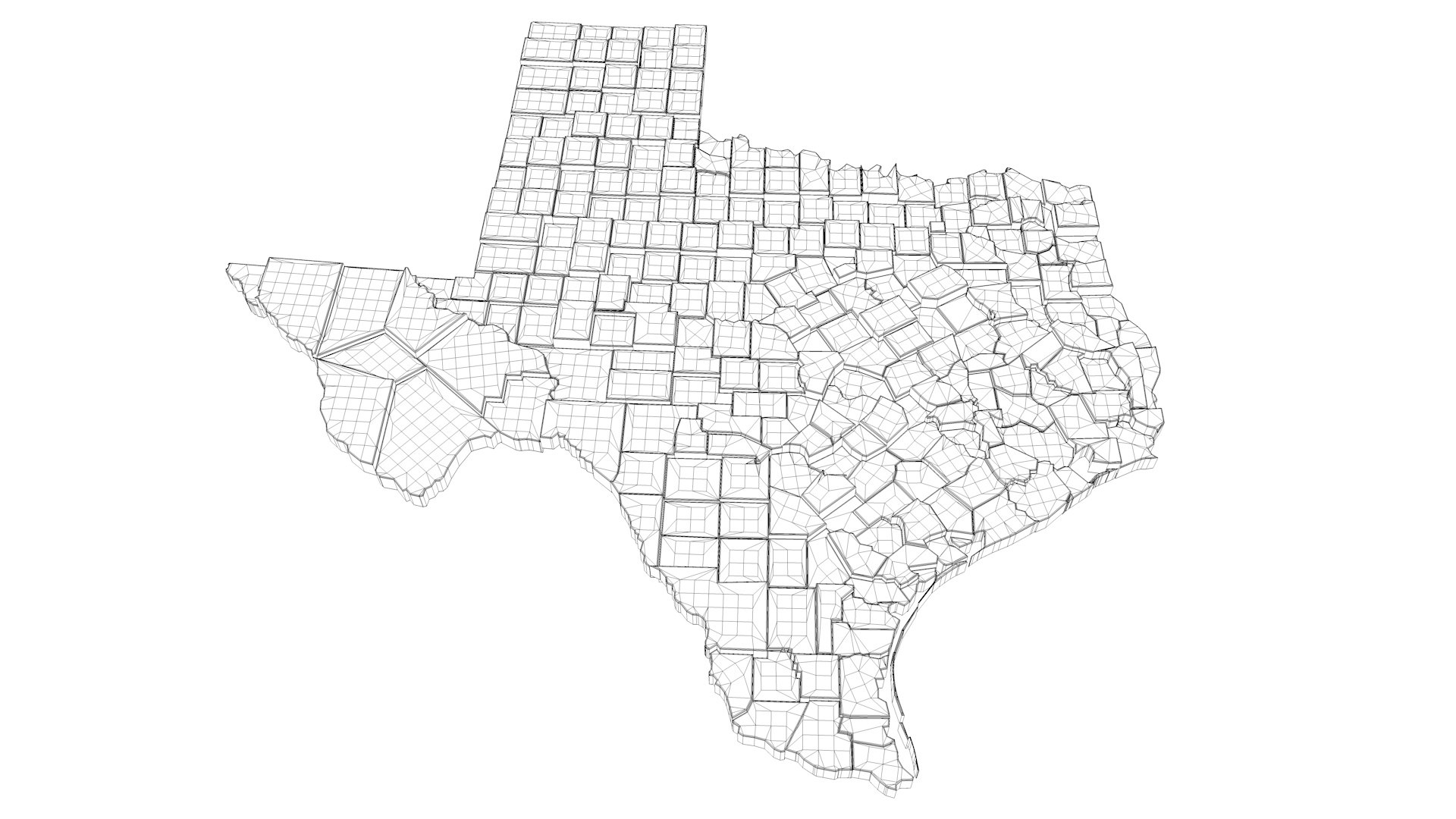 3D Model Texas Counties - Map Of United States Of America USA ...