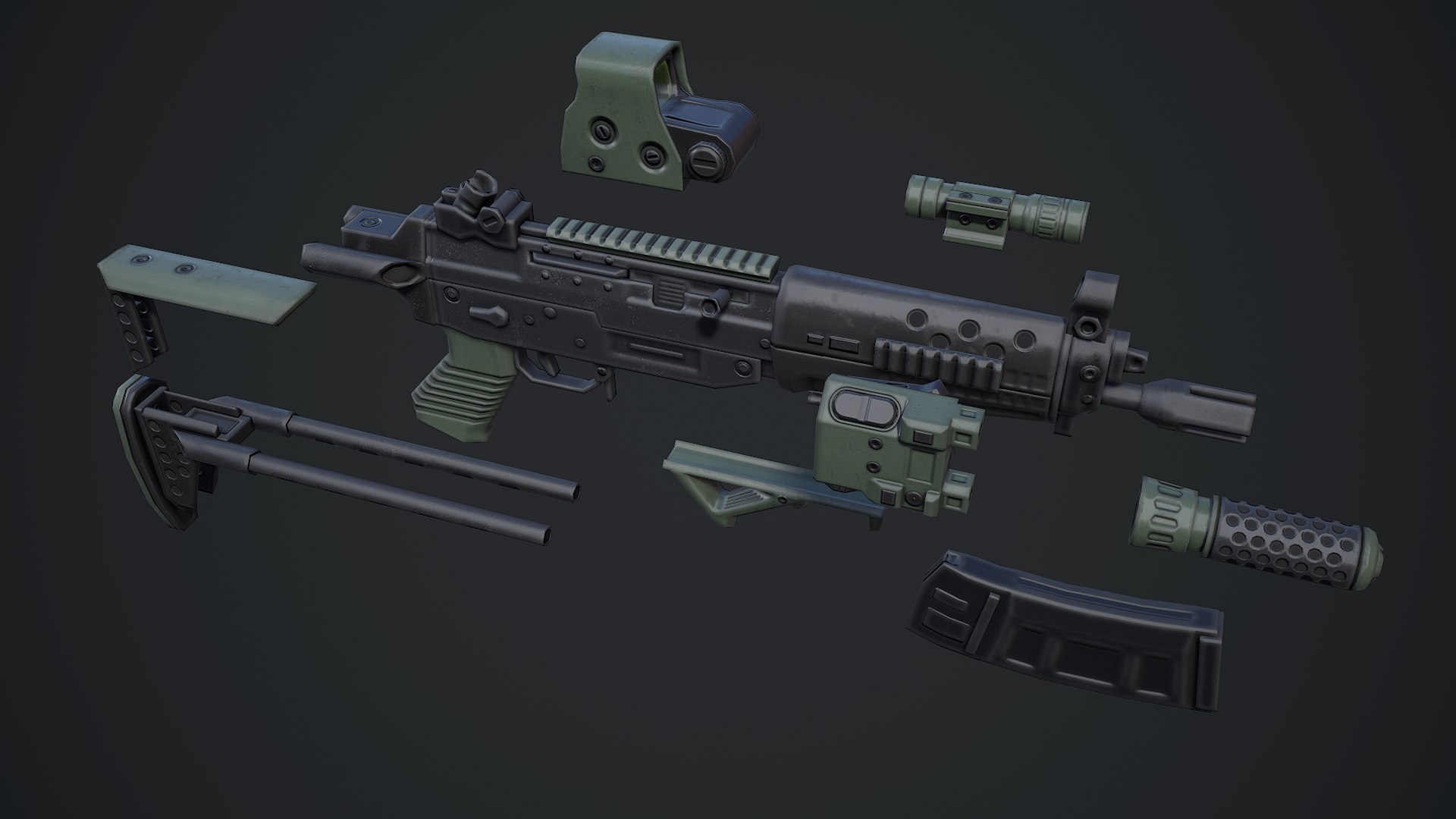 SIG SG552 MOD1 GREEN 3D model - TurboSquid 1806304