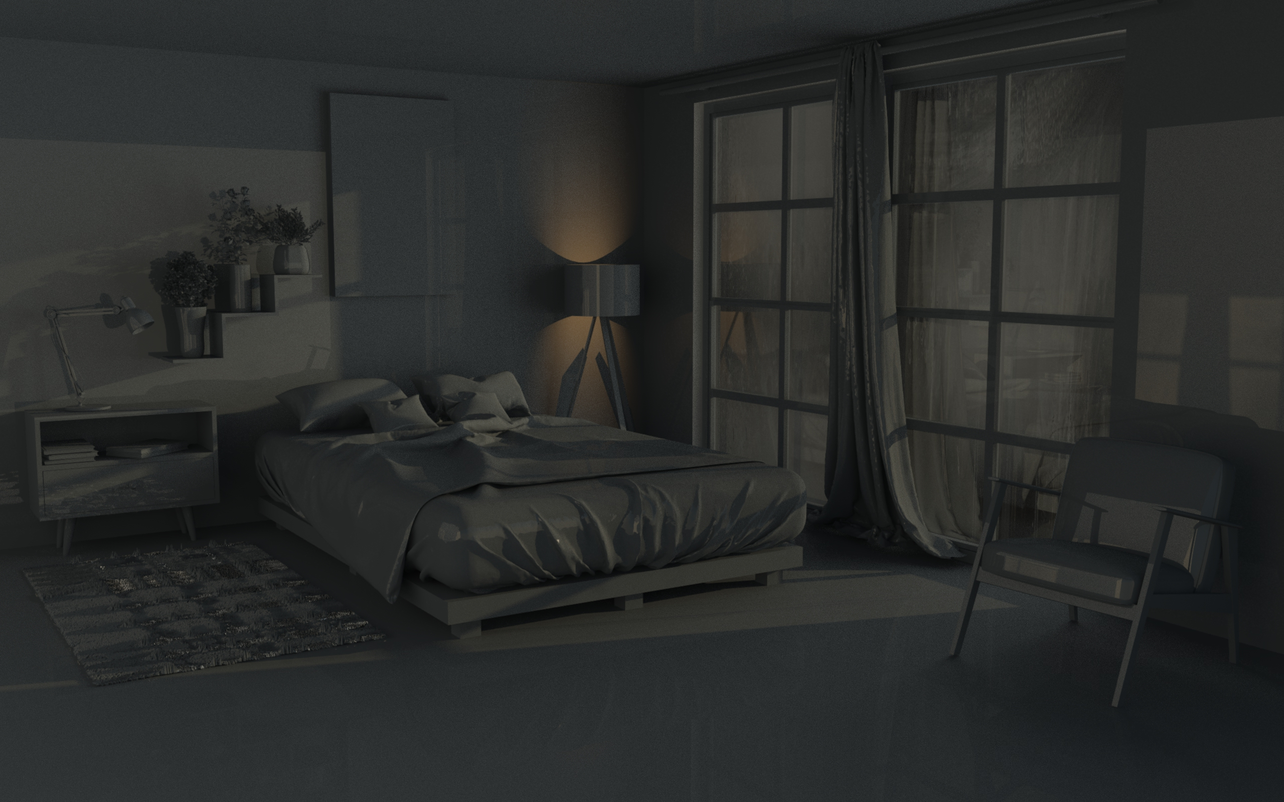 3D bedroom realistic model - TurboSquid 1284821