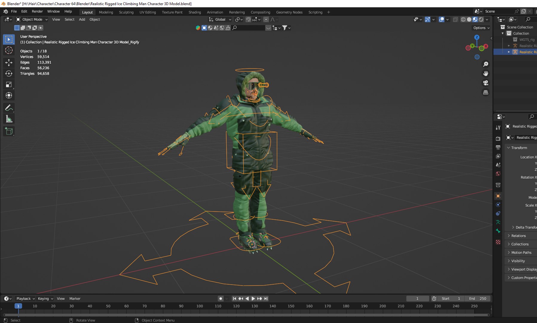 3D Realistic Rigged Ice Climbing Man Character 3D Model Model ...