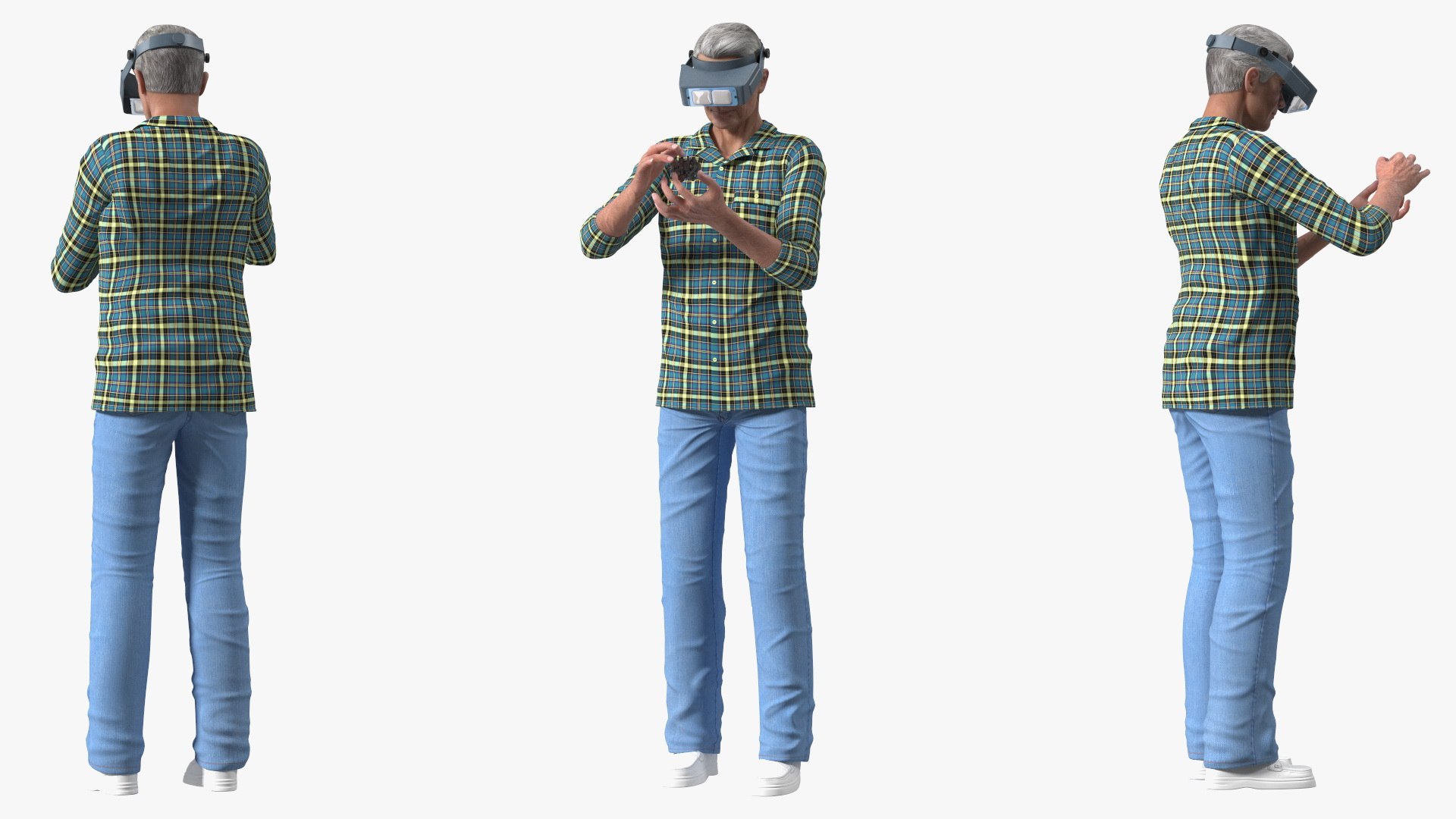 3D Man Repairing Mechanism with Optivisor Glass Binocular model ...