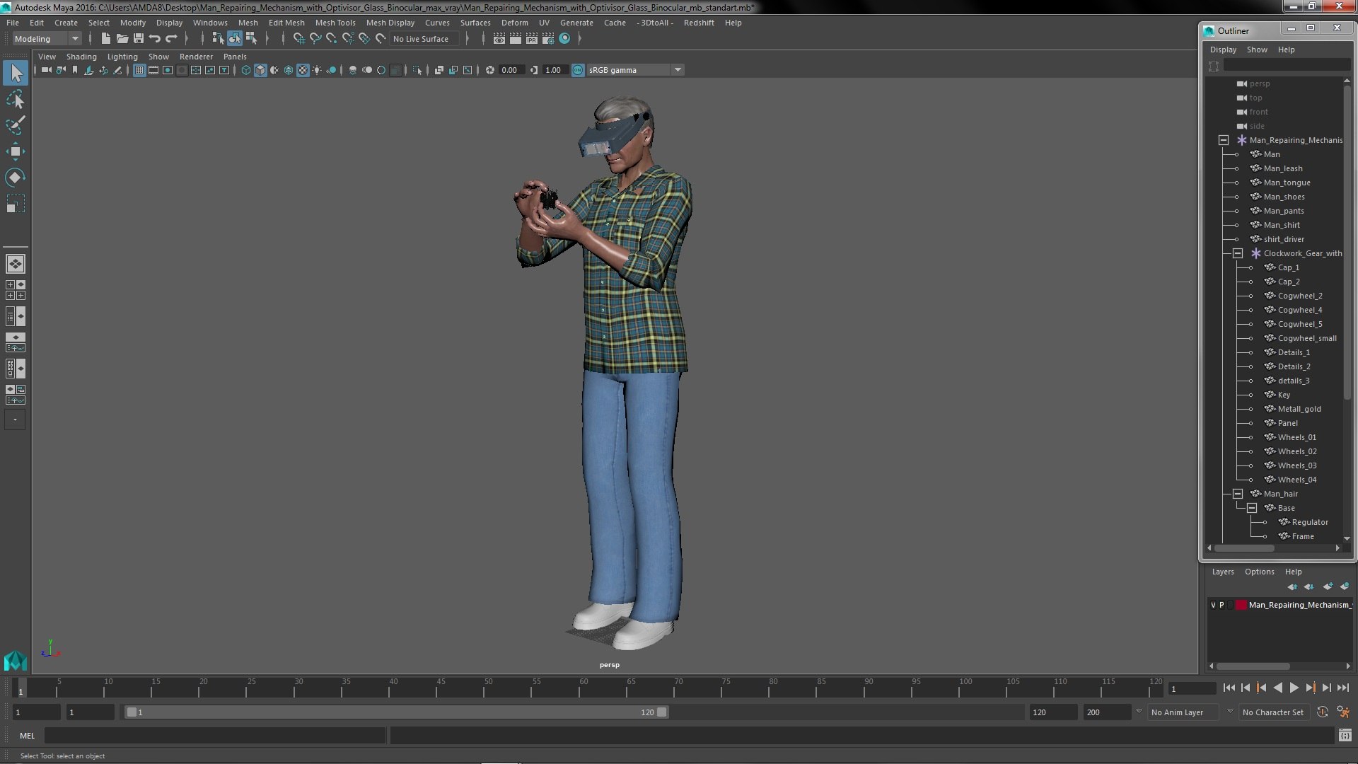 3D Man Repairing Mechanism with Optivisor Glass Binocular model ...
