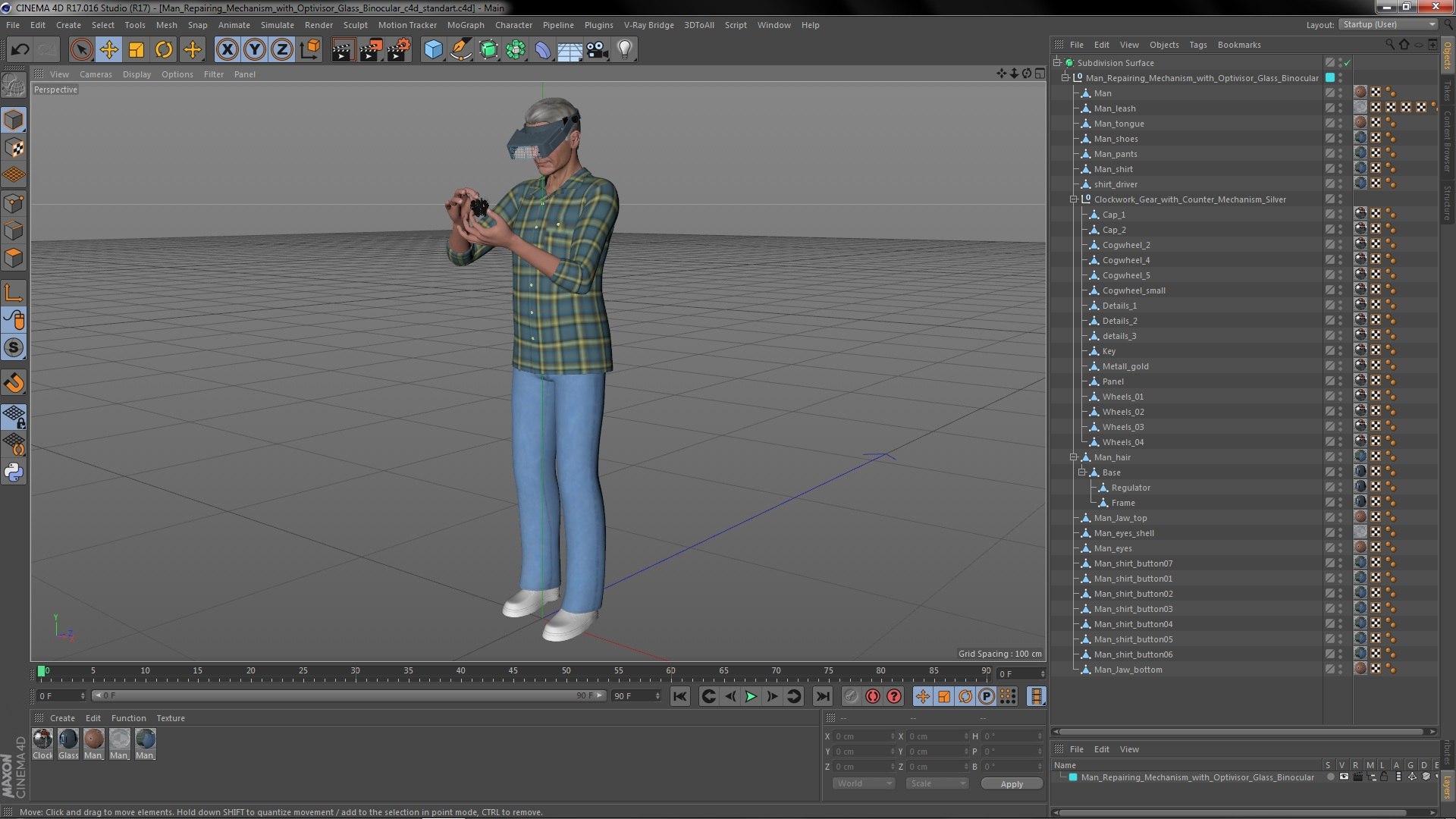 3D Man Repairing Mechanism with Optivisor Glass Binocular model ...