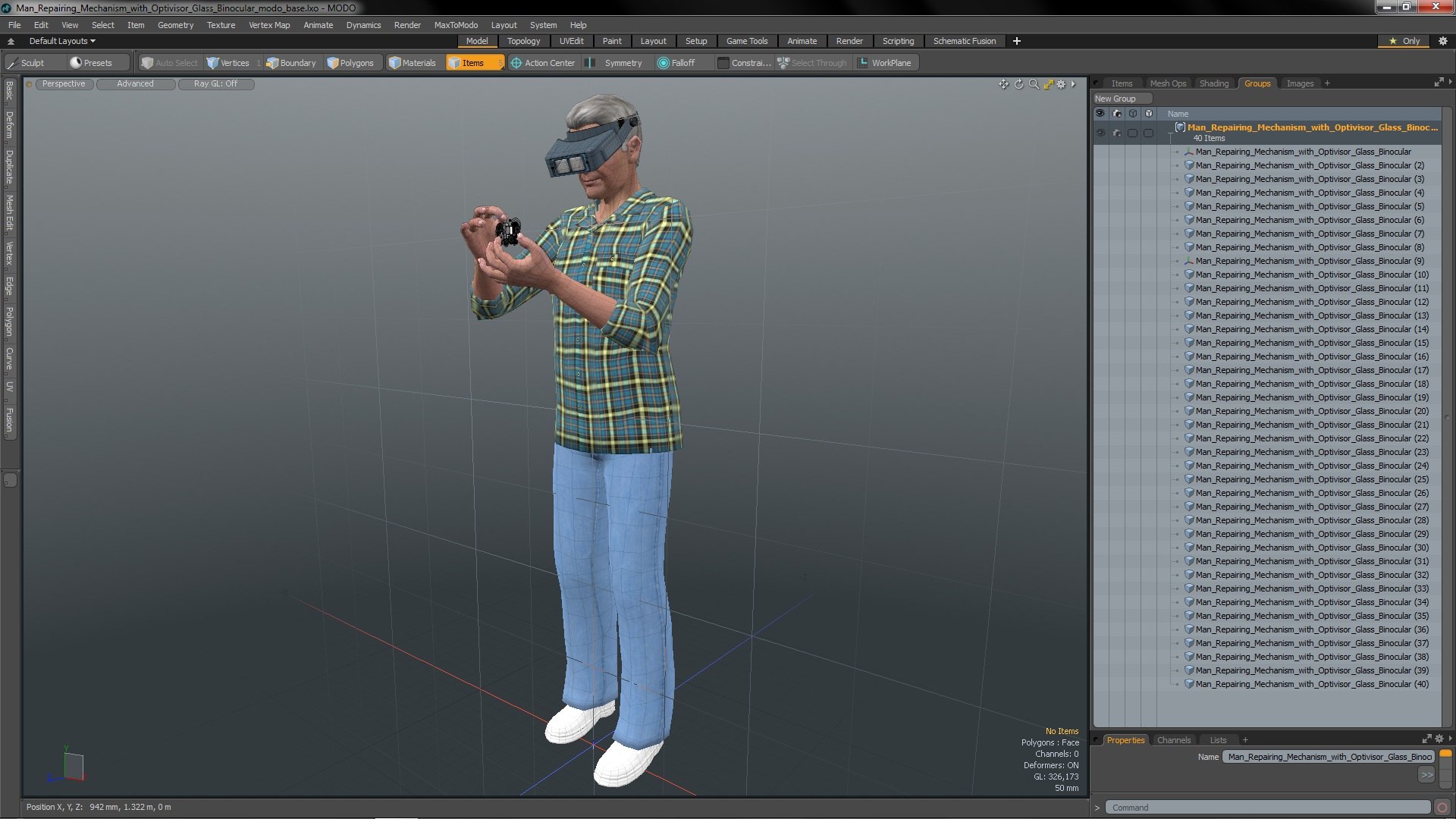 3D Man Repairing Mechanism with Optivisor Glass Binocular model ...