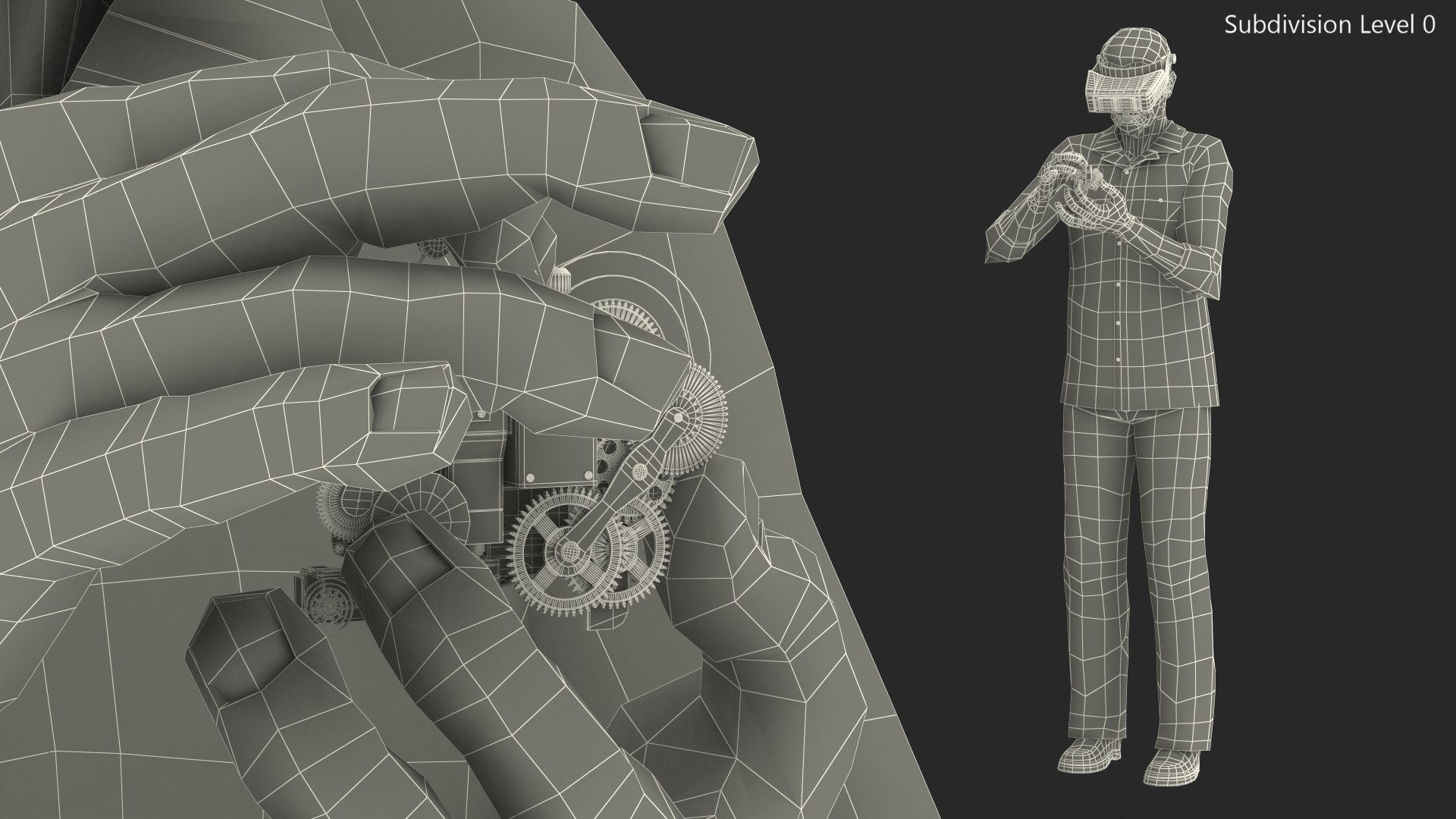 3D Man Repairing Mechanism with Optivisor Glass Binocular model ...