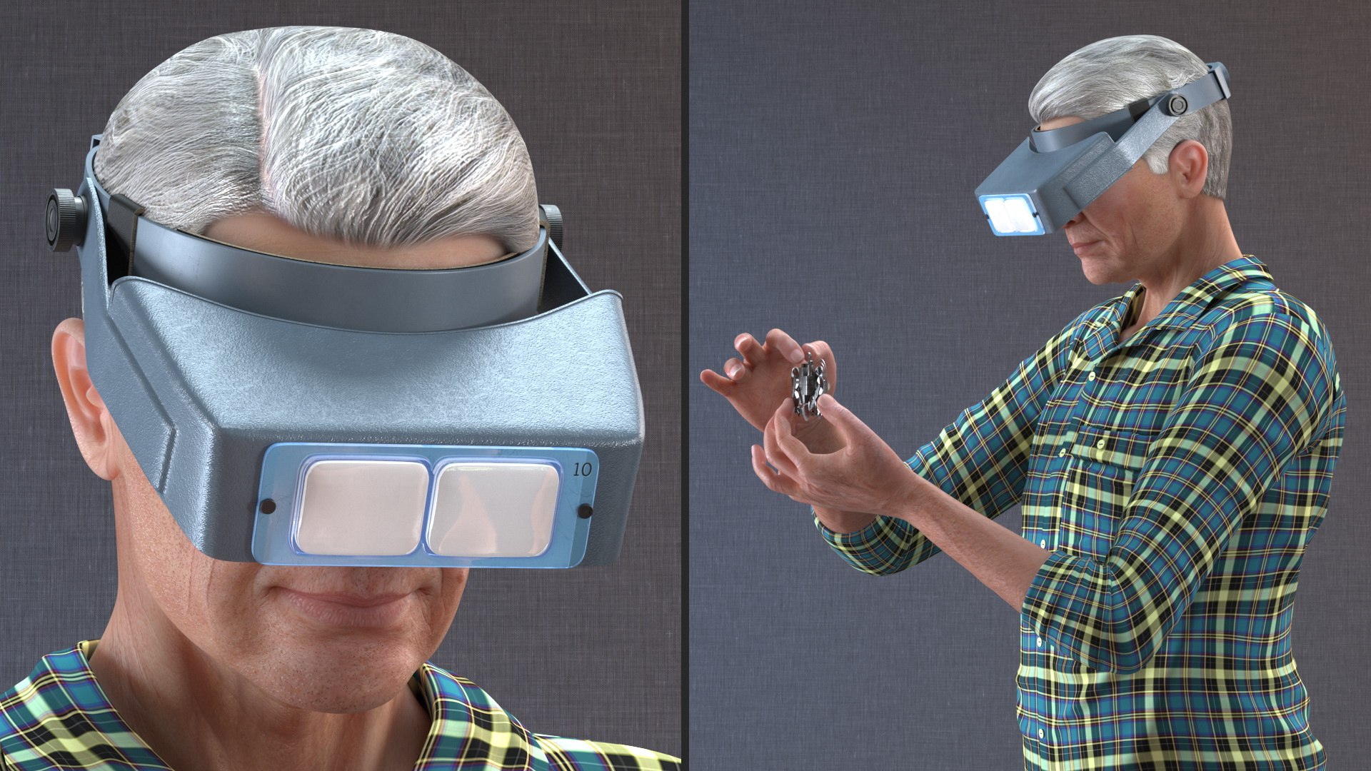 3D Man Repairing Mechanism With Optivisor Glass Binocular Model ...