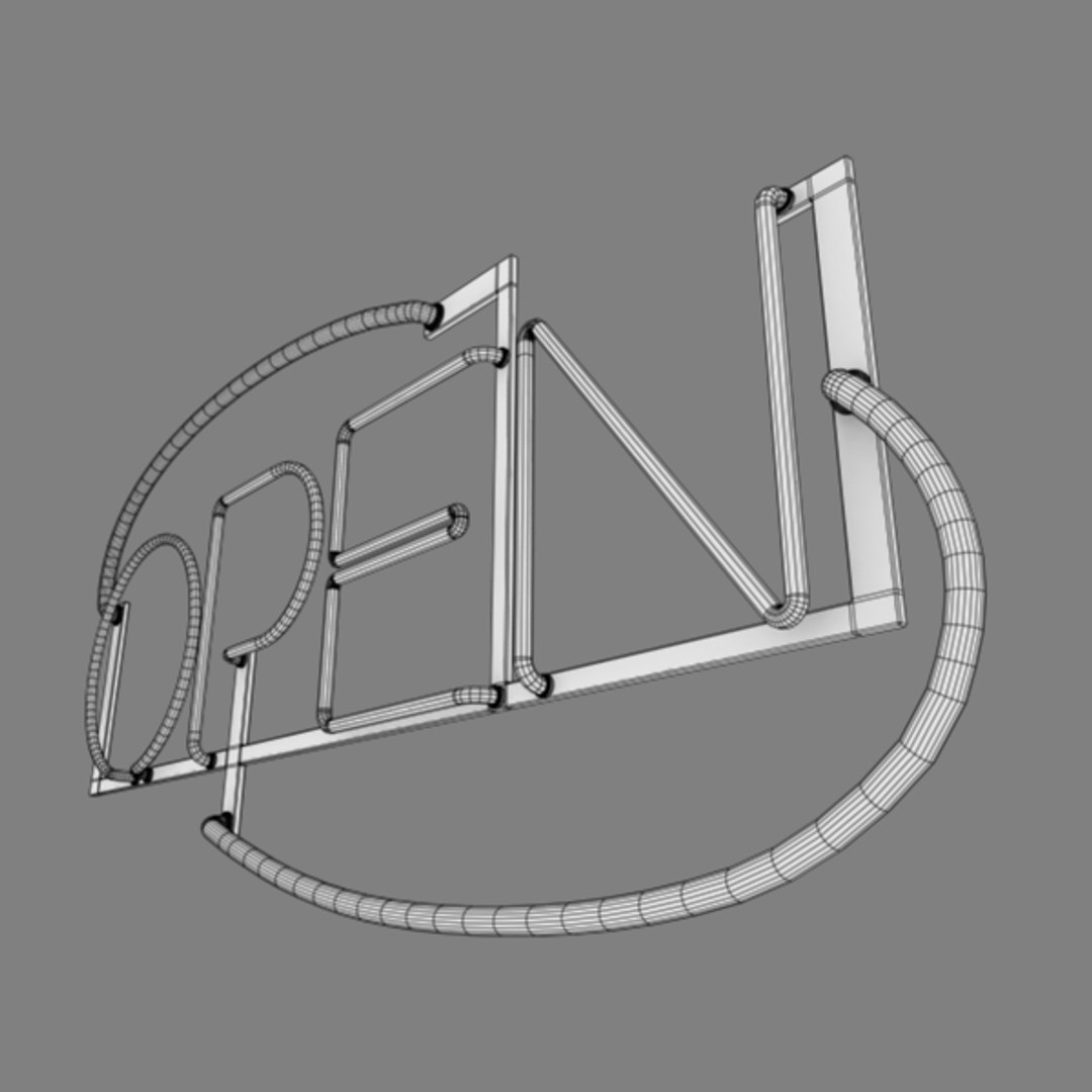 3dsmax Neon Open Sign