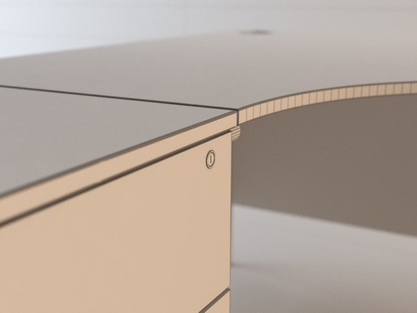 3d model office desk set drawers