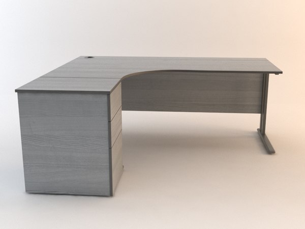 3d model office desk set drawers