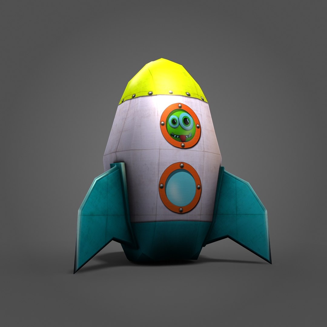 3d Model Cartoon Rocket